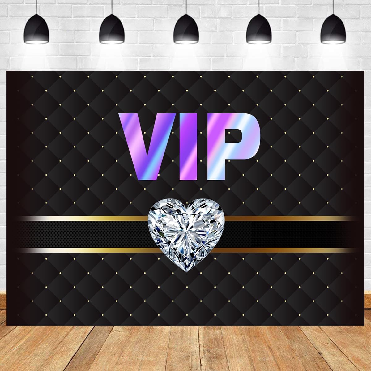 Purple VIP Backdrop Glitter Diamond Black Tufted Gold Stripe Banquet ...