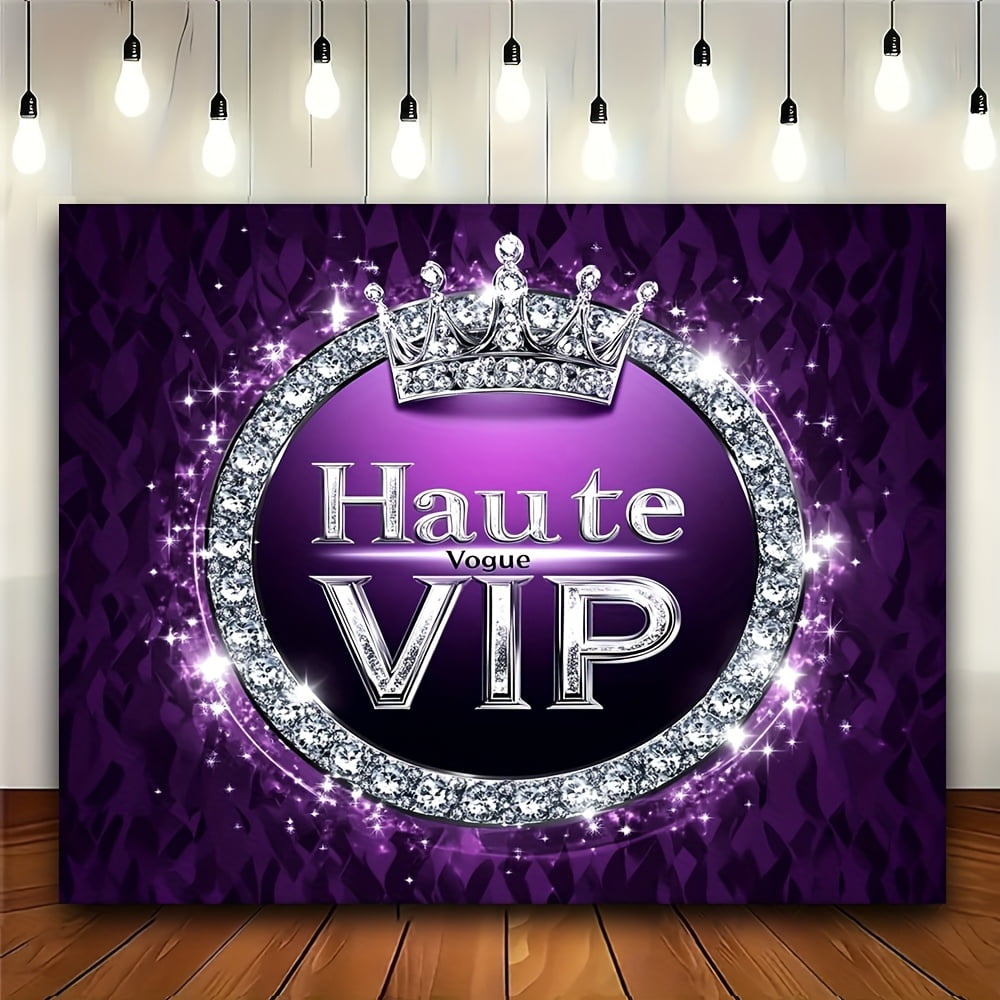 Purple VIP Crown Backdrop - Gemstone Design,Polyester Textured ...