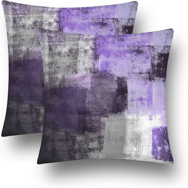 Purple Velvet Abstract Pillow Covers Set of 2 Modern Accent Violet Gray ...