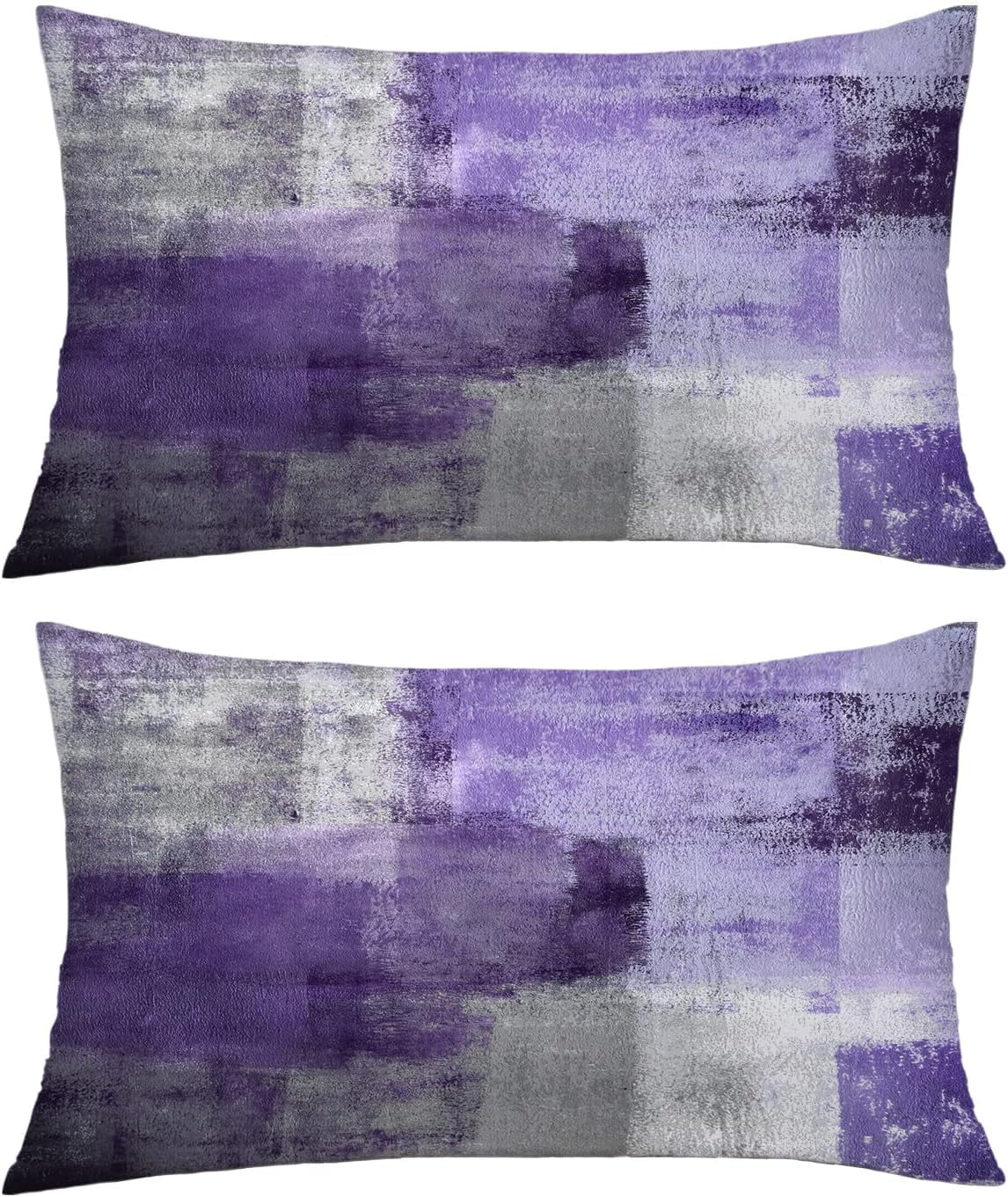 Purple Velvet Abstract Pillow Covers Set of 2 Modern Accent Violet Gray ...