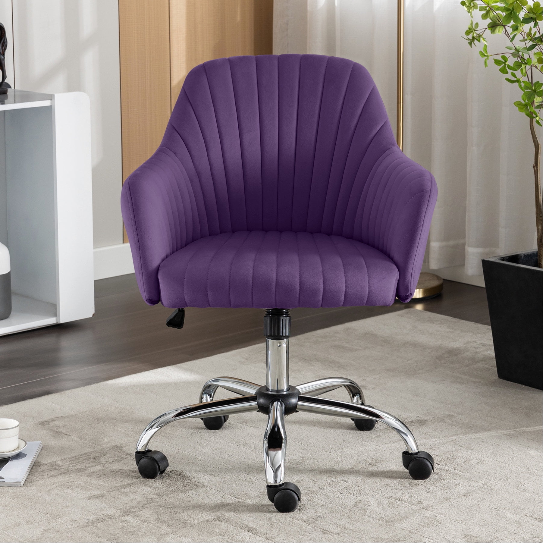Purple Velvet Chair - Adjustable Height and Rotation - Learning Area ...