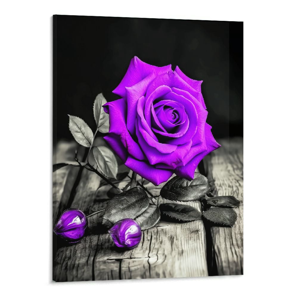 Purple Wall Decor Rose Canvas Wall Art Purple Bathroom Accessories ...