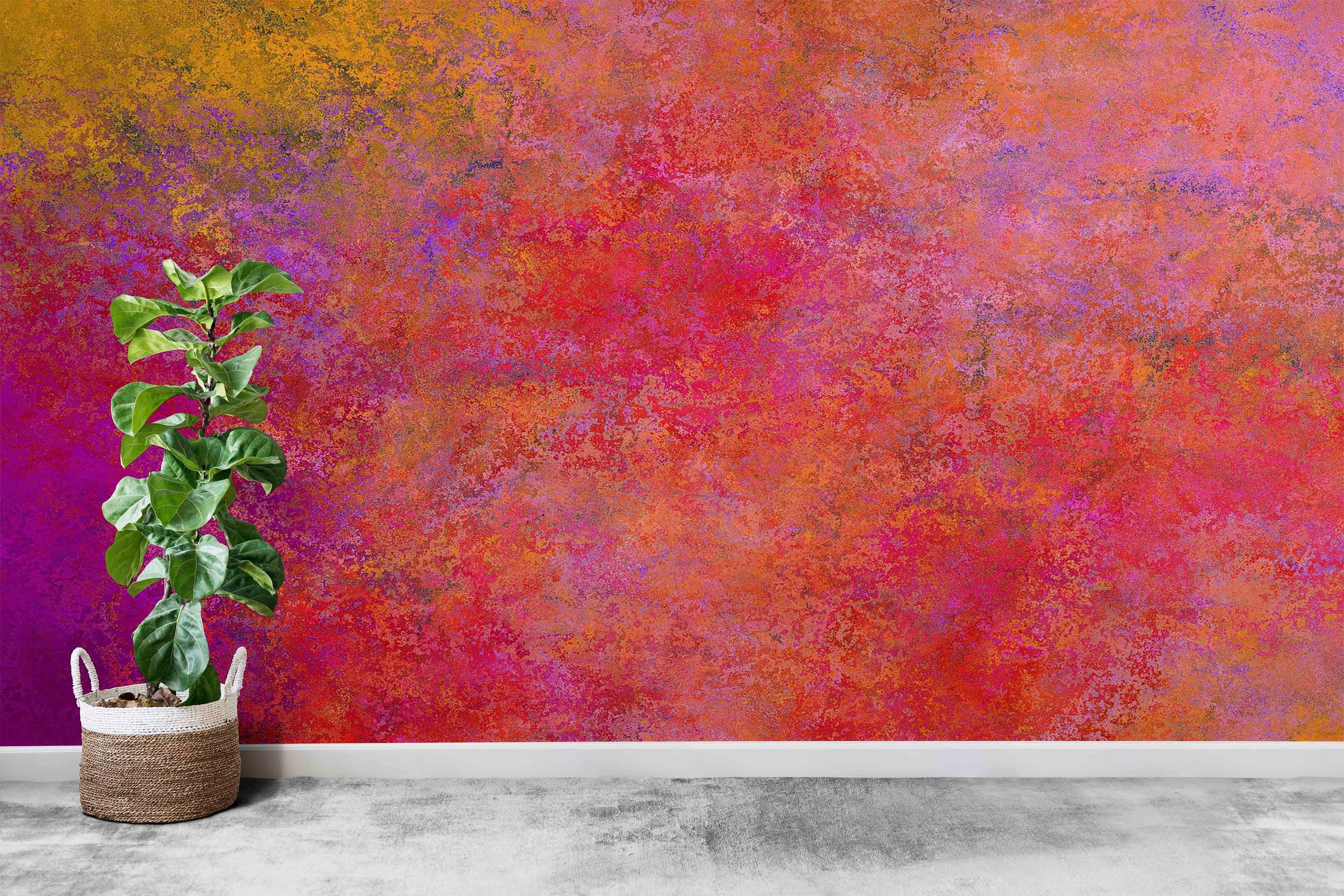 Purple Wall Painting, Modern Abstract Wallpaper, Paper Wall Art Bright ...