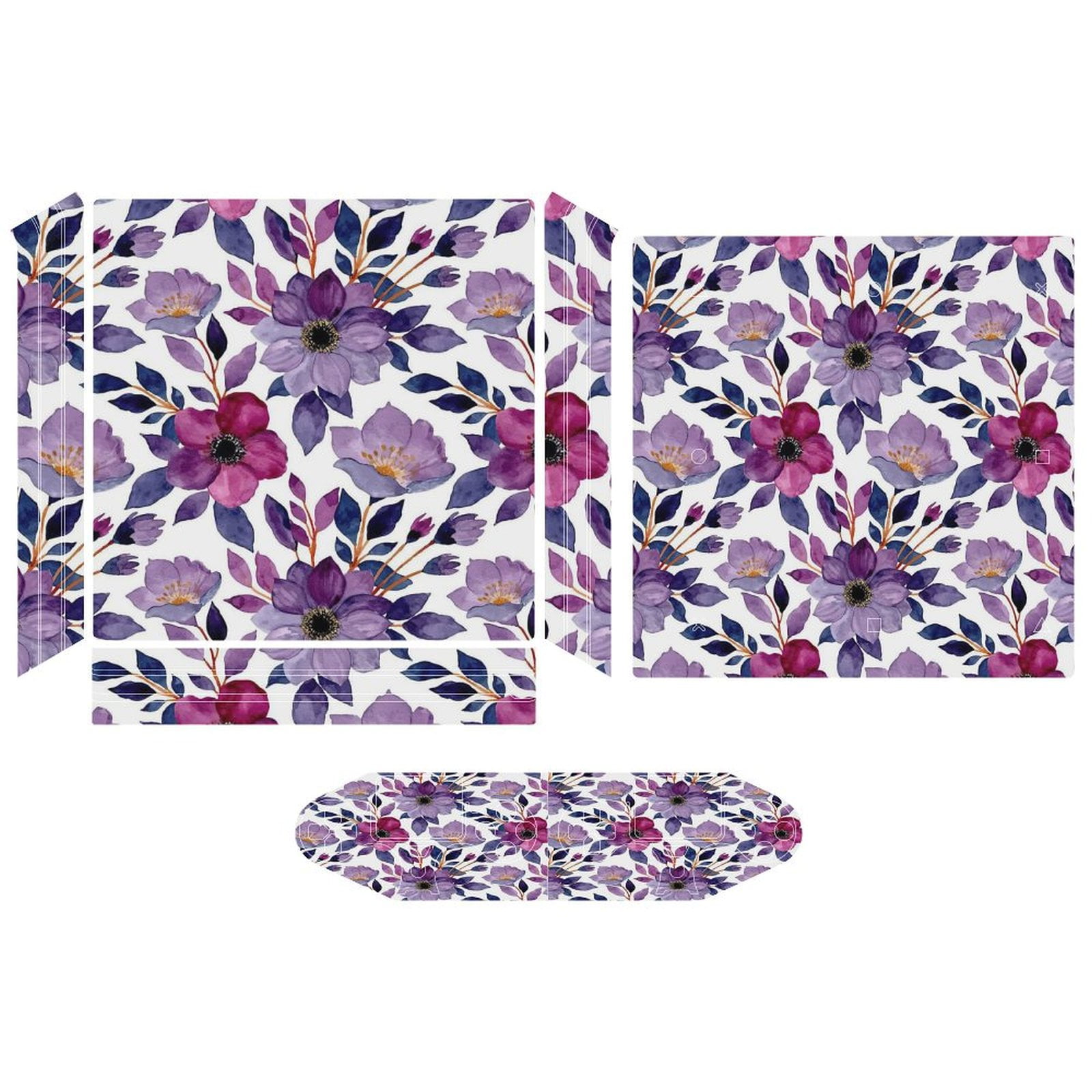Purple Watercolor Floral Pattern PS4 Pro/PS4 Slim Skin Sticker For ...