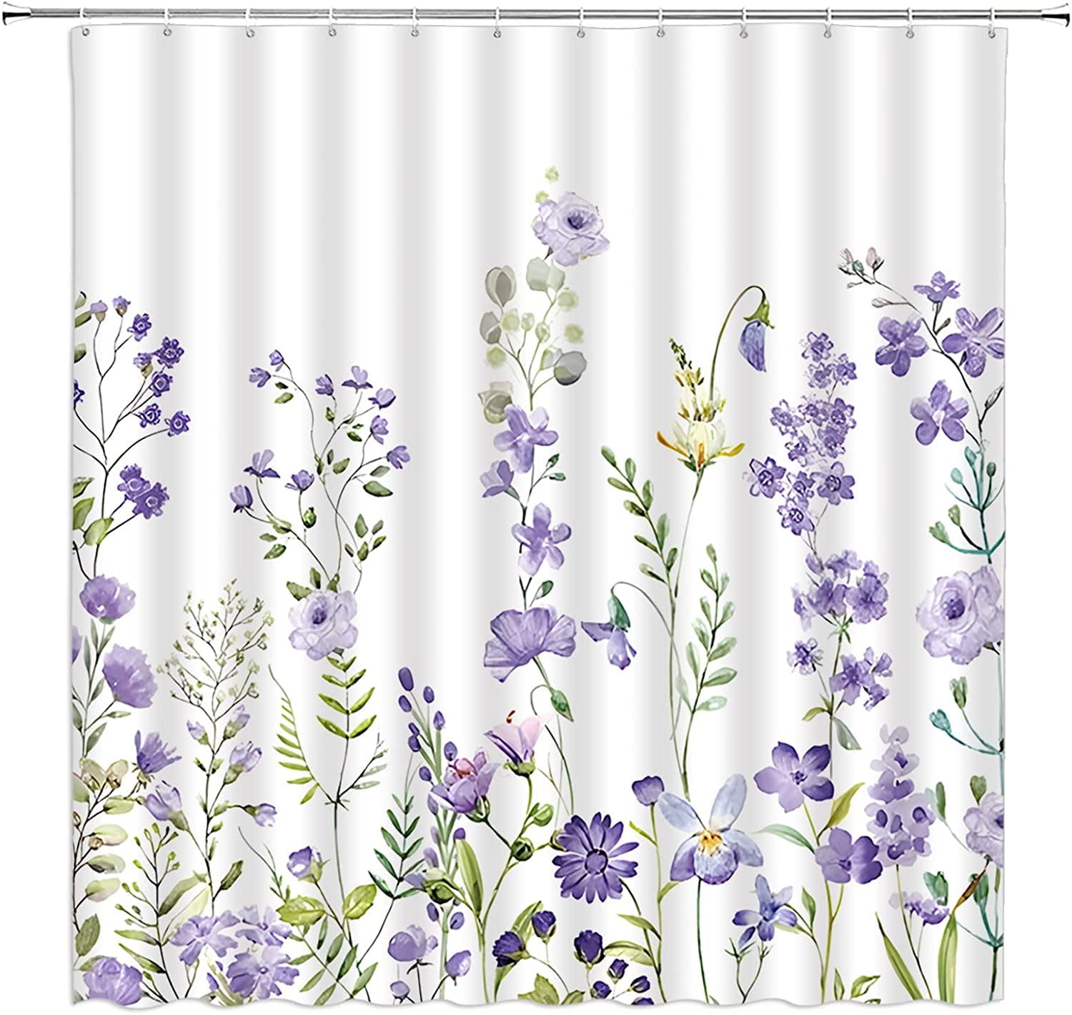 Ieskayiz Purple Watercolor Floral Shower Curtain, Lavender Flower ...