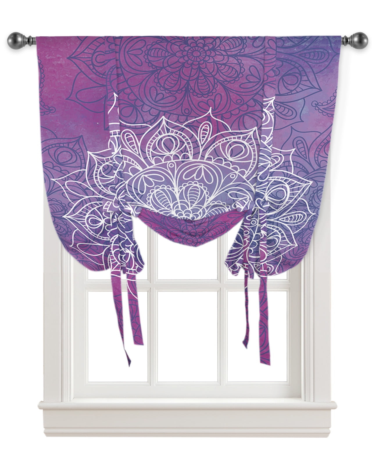Purple Watercolor Mandala Window Curtain for Living Room Roman Curtains ...