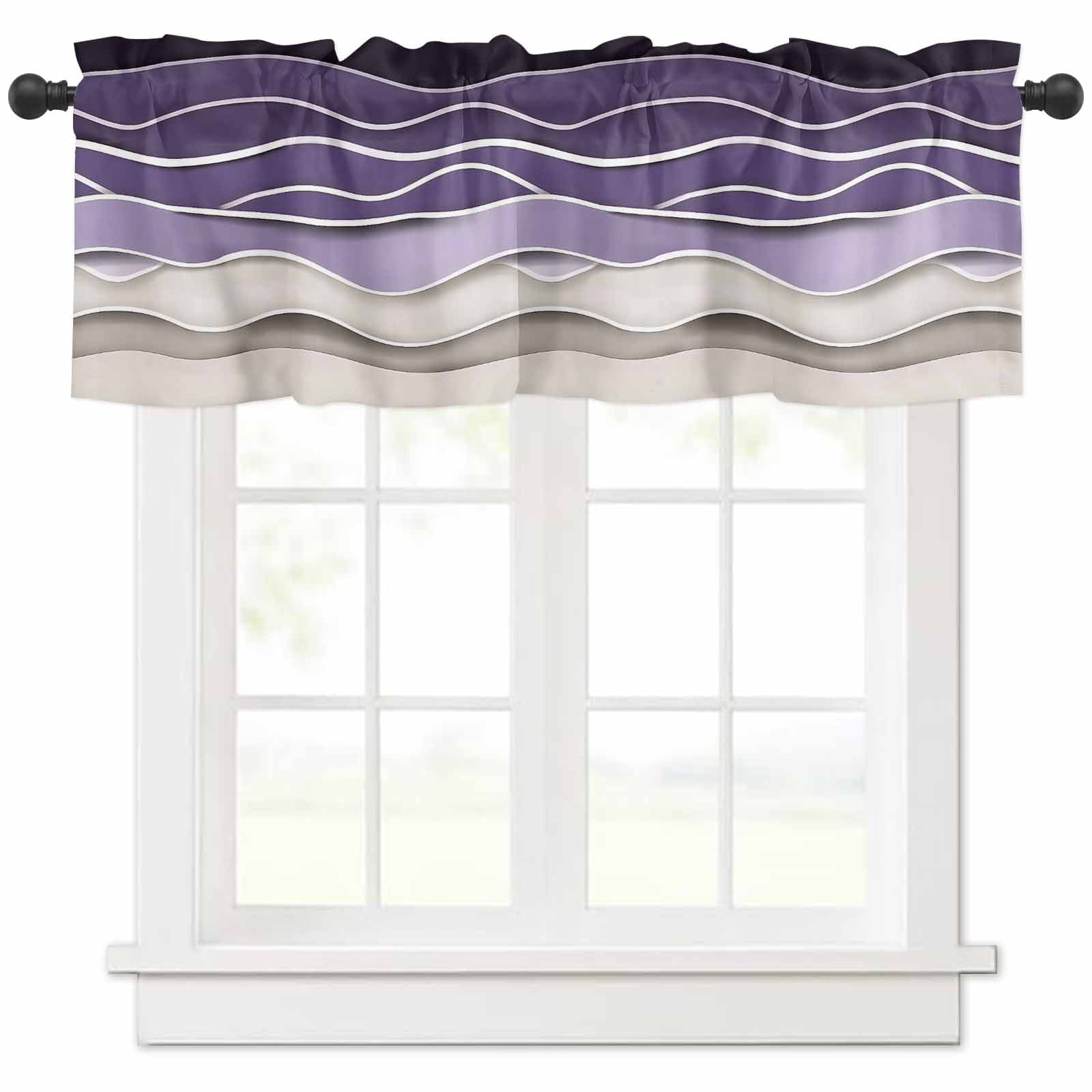 Purple Wave Valances for Windows Farmhouse Kitchen Curtains Valances ...