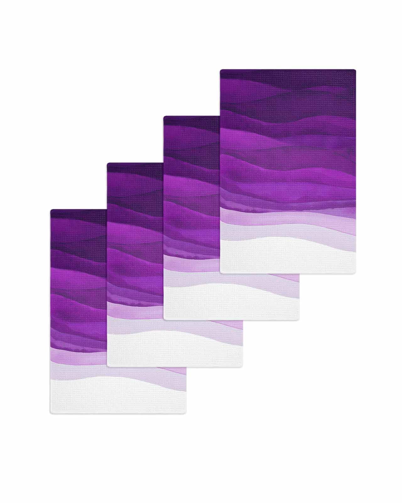 Purple Waves Kitchen Dish Towels for Drying Dishes Set of 4, Ombre ...