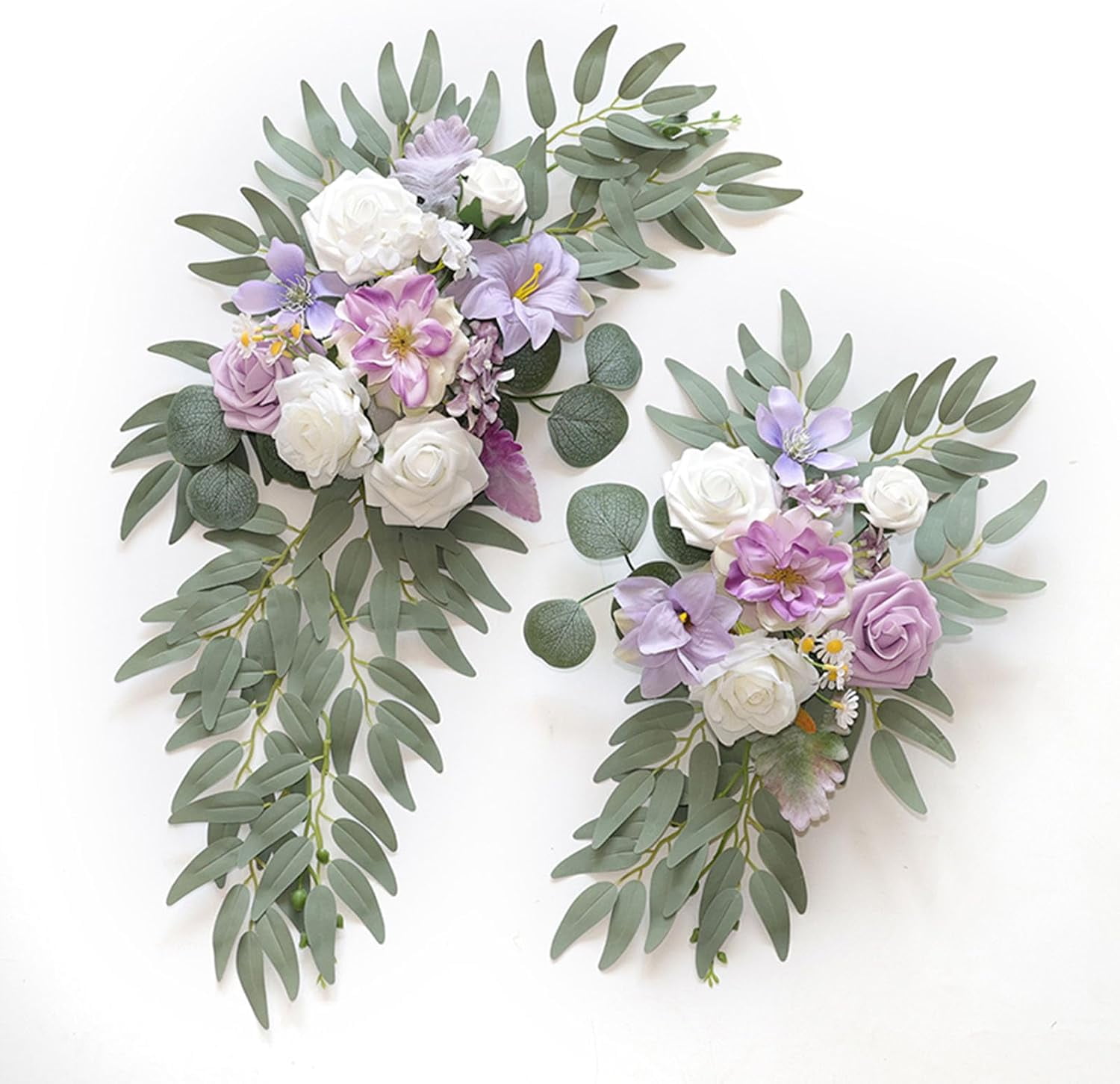 Purple Wedding Arch Flowers, Faux Flower Swag Set of 2, Purple Floral ...