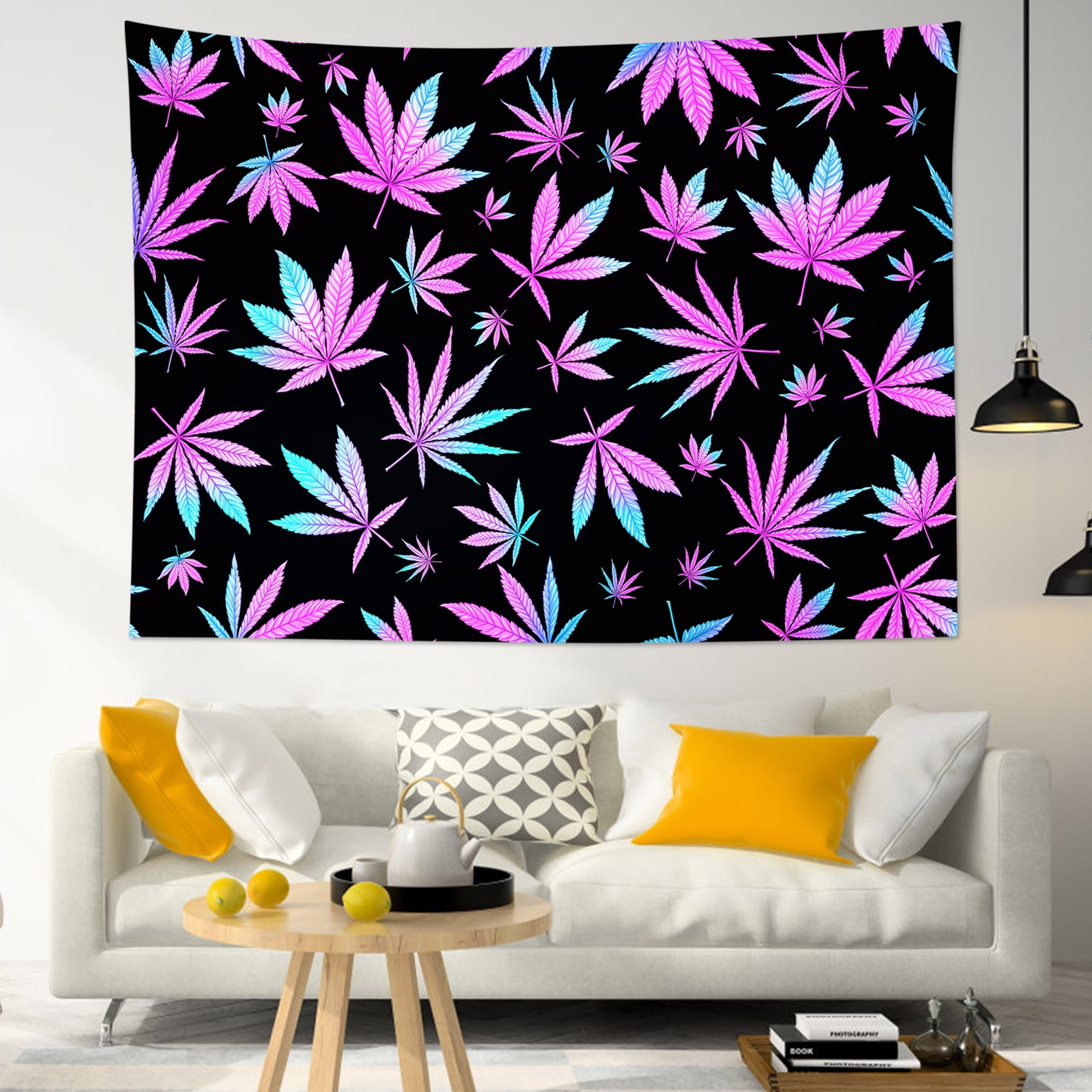 Purple Weed Plant Tapestry Wall Hanging Cool Psychedelic Cannabis Marijuana Leaf Wall Tapestry ...