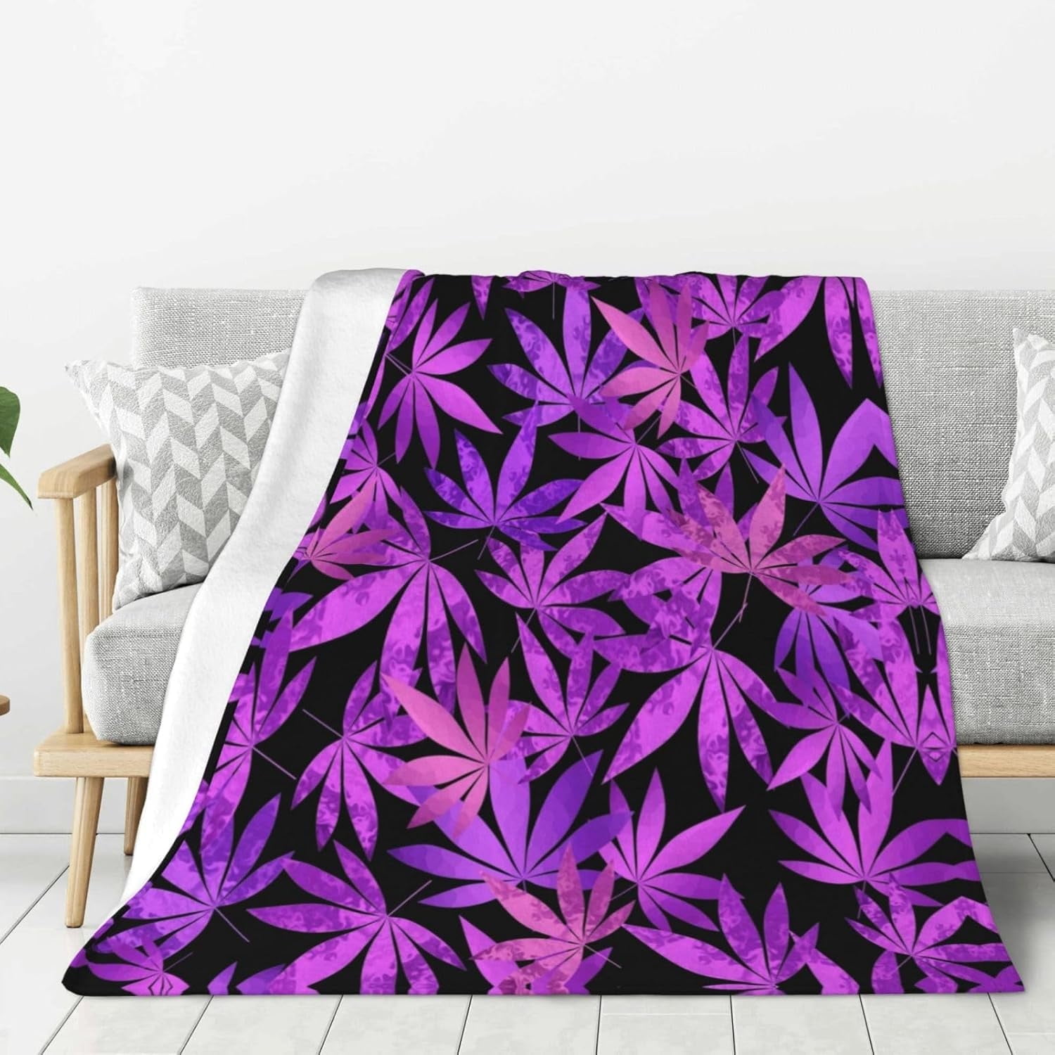 Purple Weed Throw Blankets 50"x40" Lightweight Flannel Fleece Cozy Soft ...
