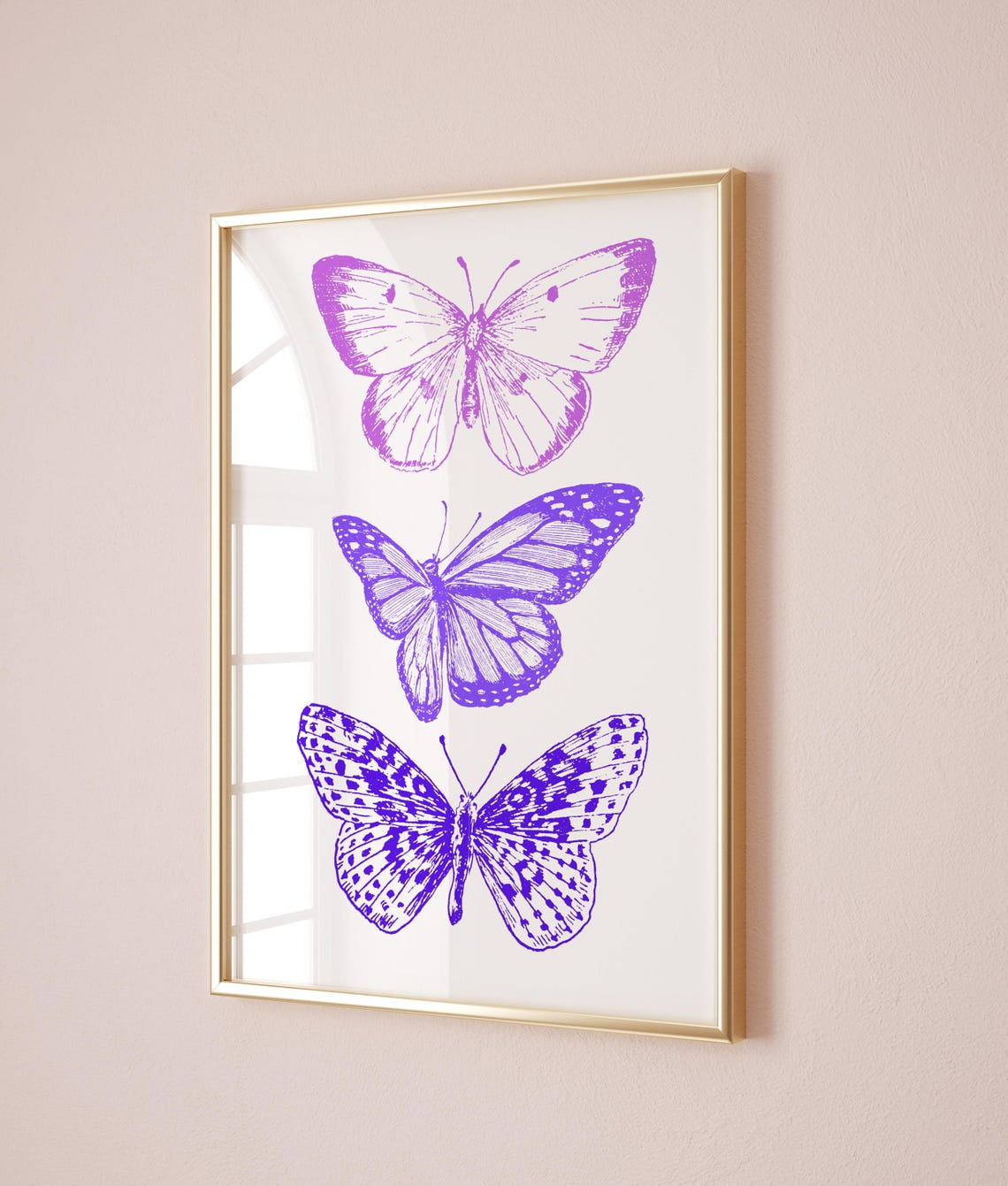 Purple White Butterfly Poster Print, Butterfly Wall Art,Trendy Wall Art ...