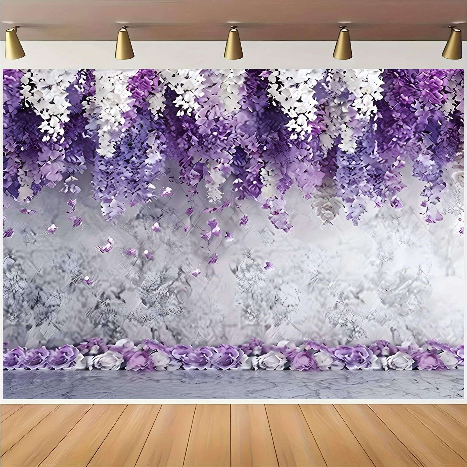 Purple White Floral Wedding Backdrop Lavender Wall Bridal Shower ...