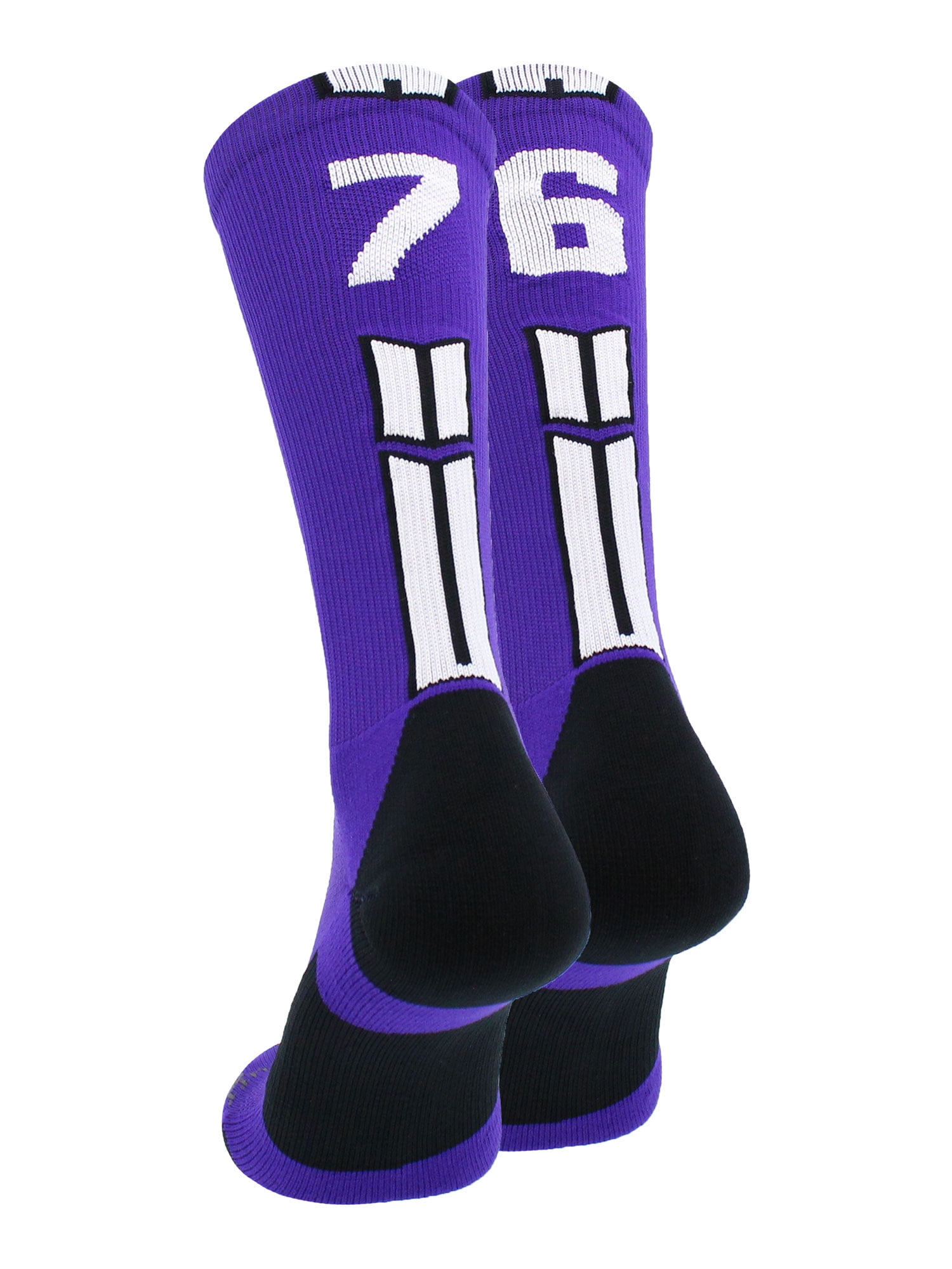 Purple/White Player Id Crew Number Socks (#76, Large) - Walmart.com