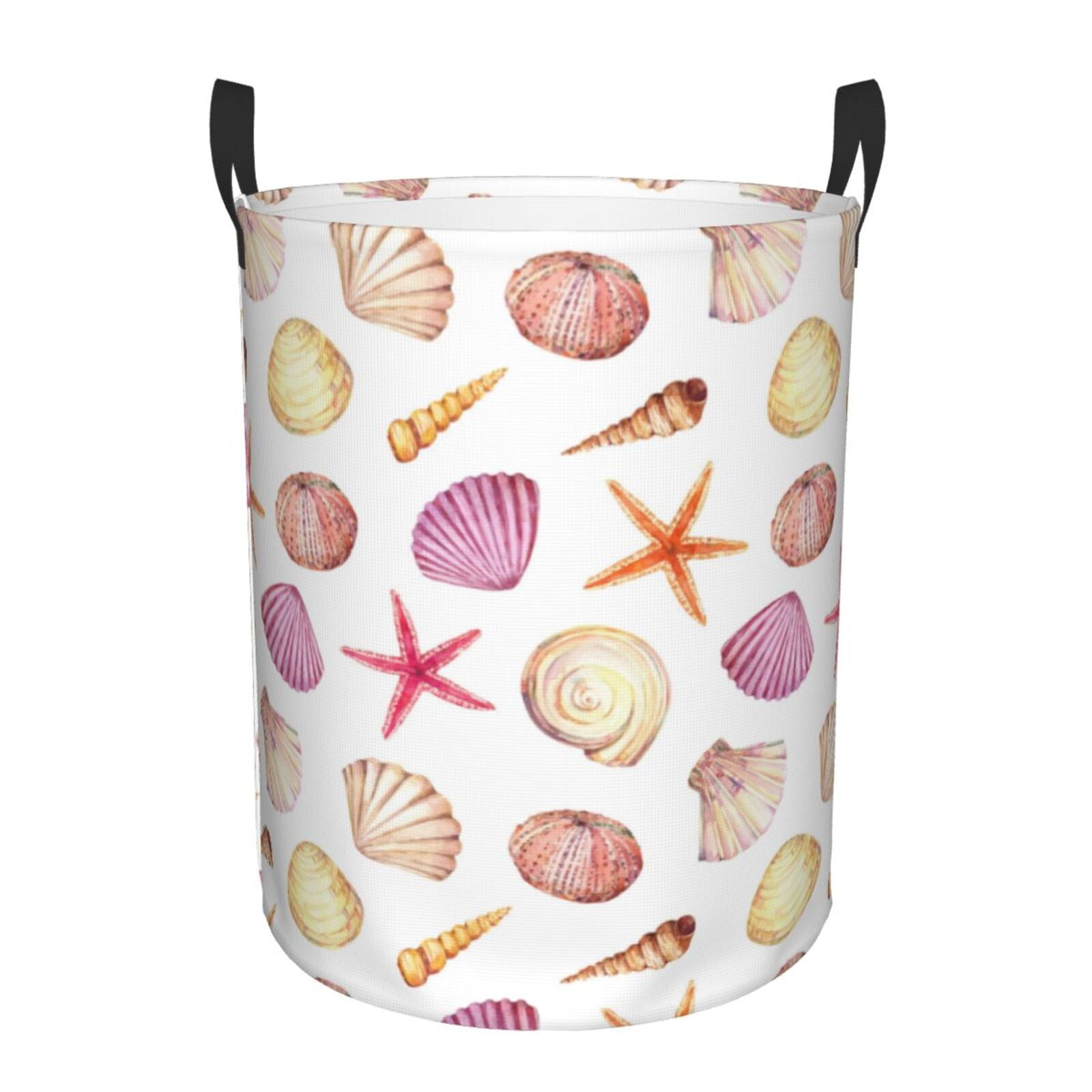 Purple White Shell Conch Laundry Basket, Laundry Hamper Waterproof ...