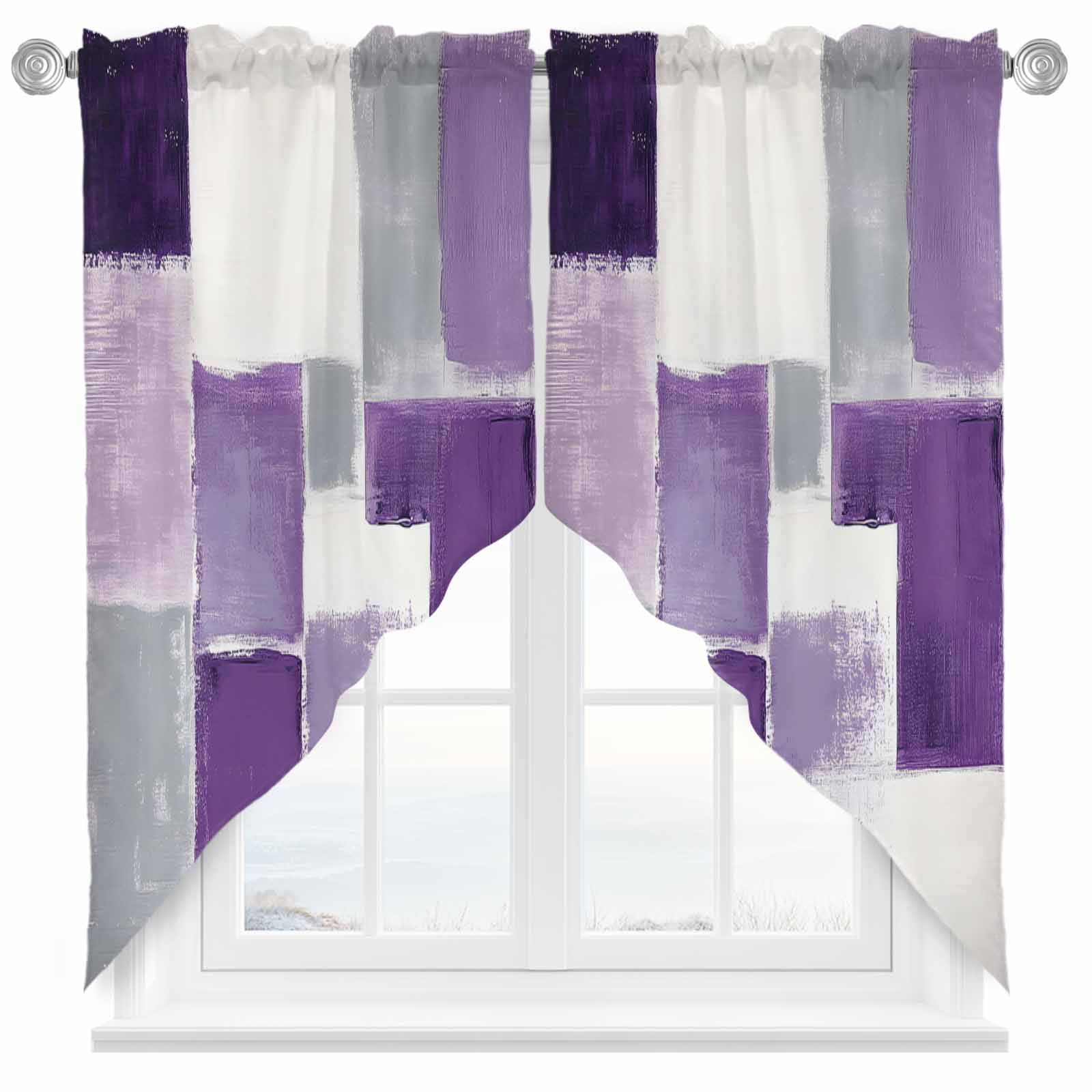 Purple White Swag Curtain Valance for Windows, Graffiti Art Abstract ...