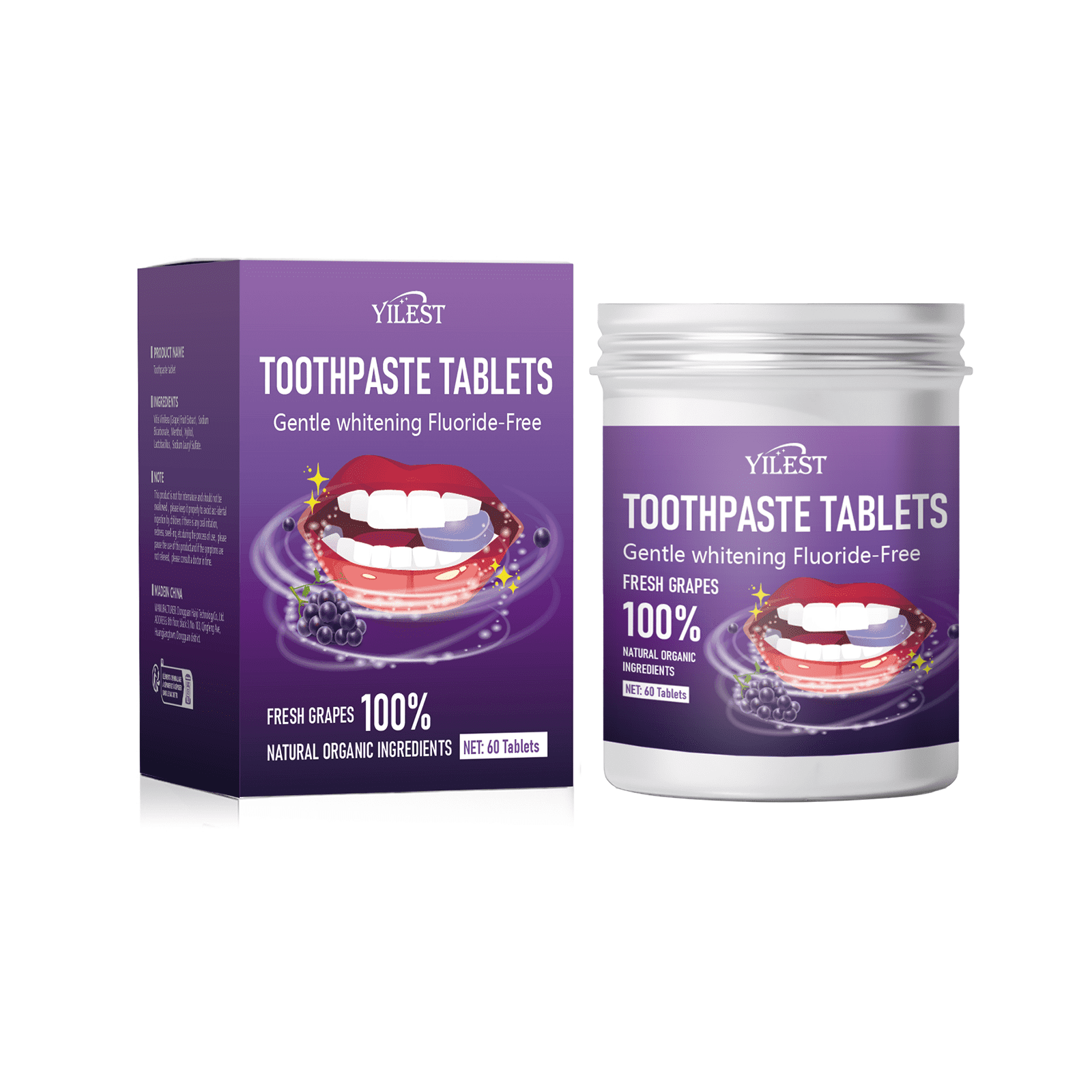 Purple Whitening Toothpaste Tablets, Corrects Tooth Color, Whitens ...