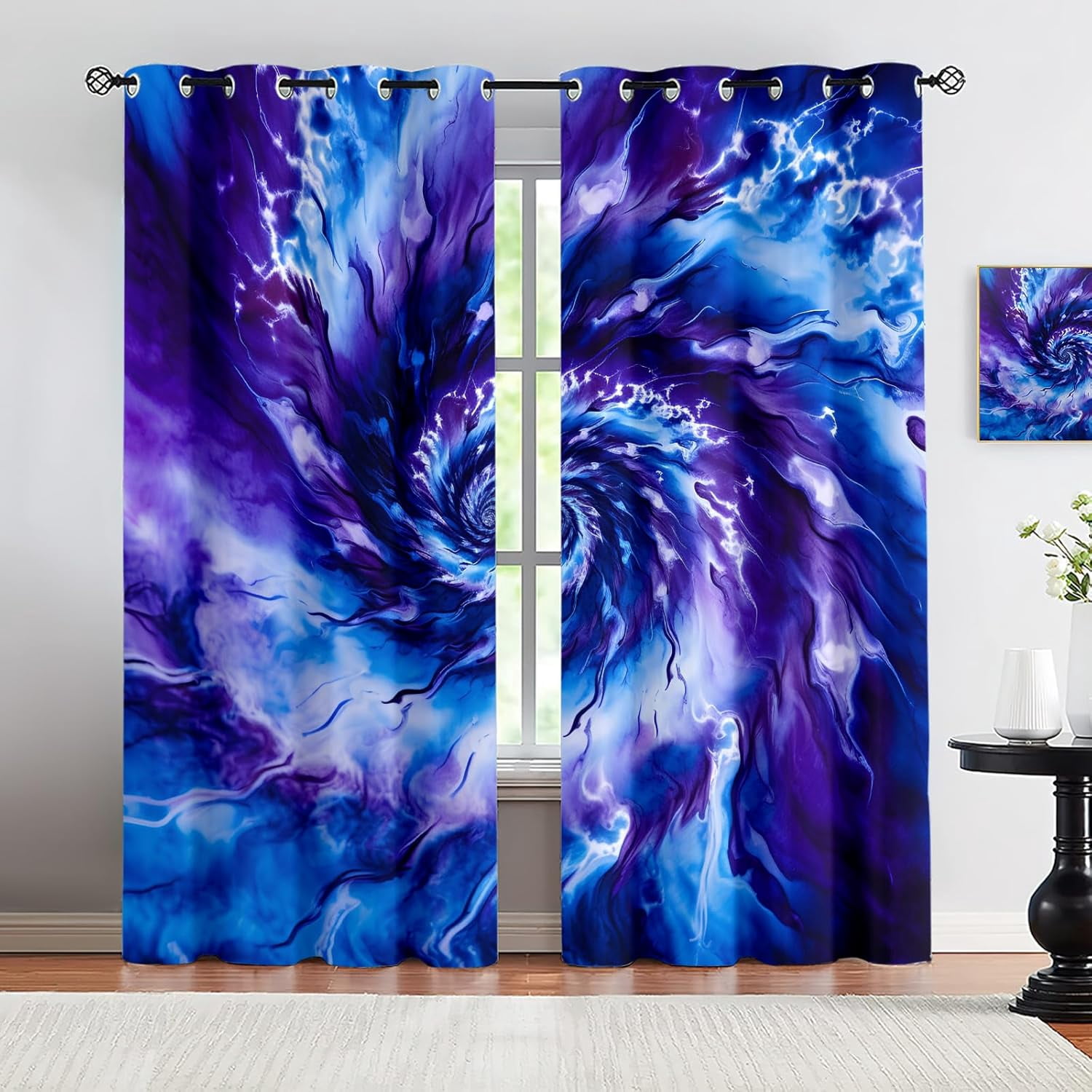 Purple Window Curtains For Bedroom, Watercolor Drapes For Living Room ...