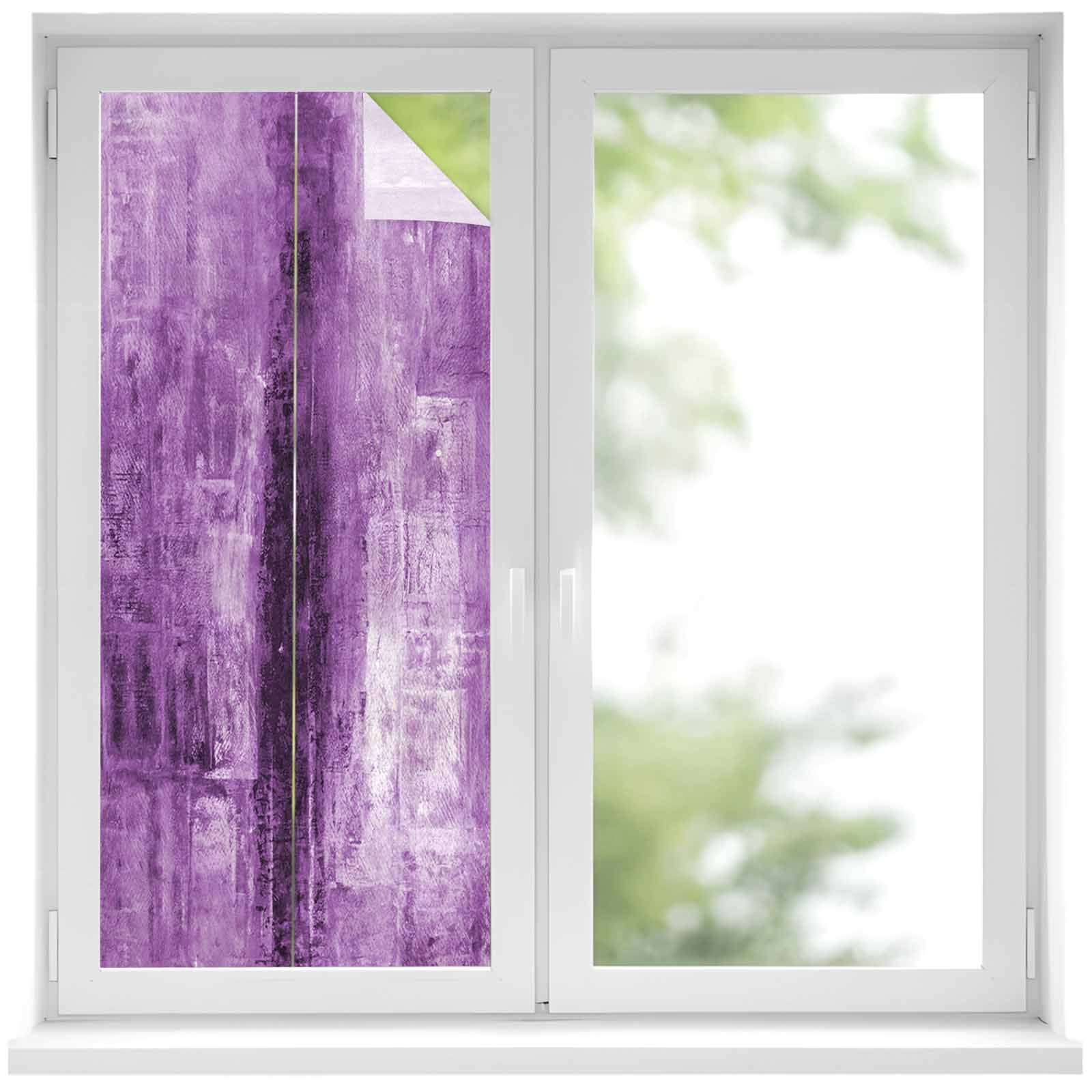 Purple Window Privacy Film, Retro Oil Painting Modern Abstract Art ...