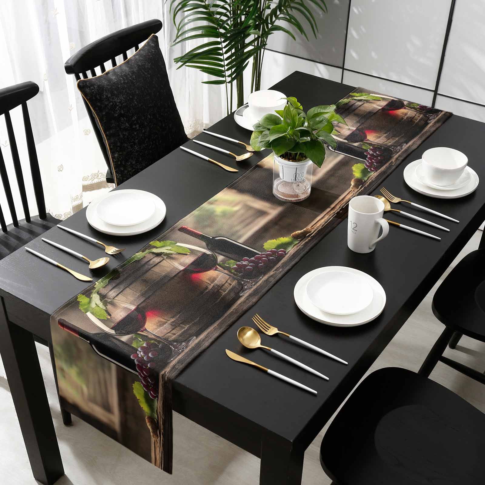 Purple Wine Cotton Linen Long Table Runner 13 x 108 inch Farmhouse ...