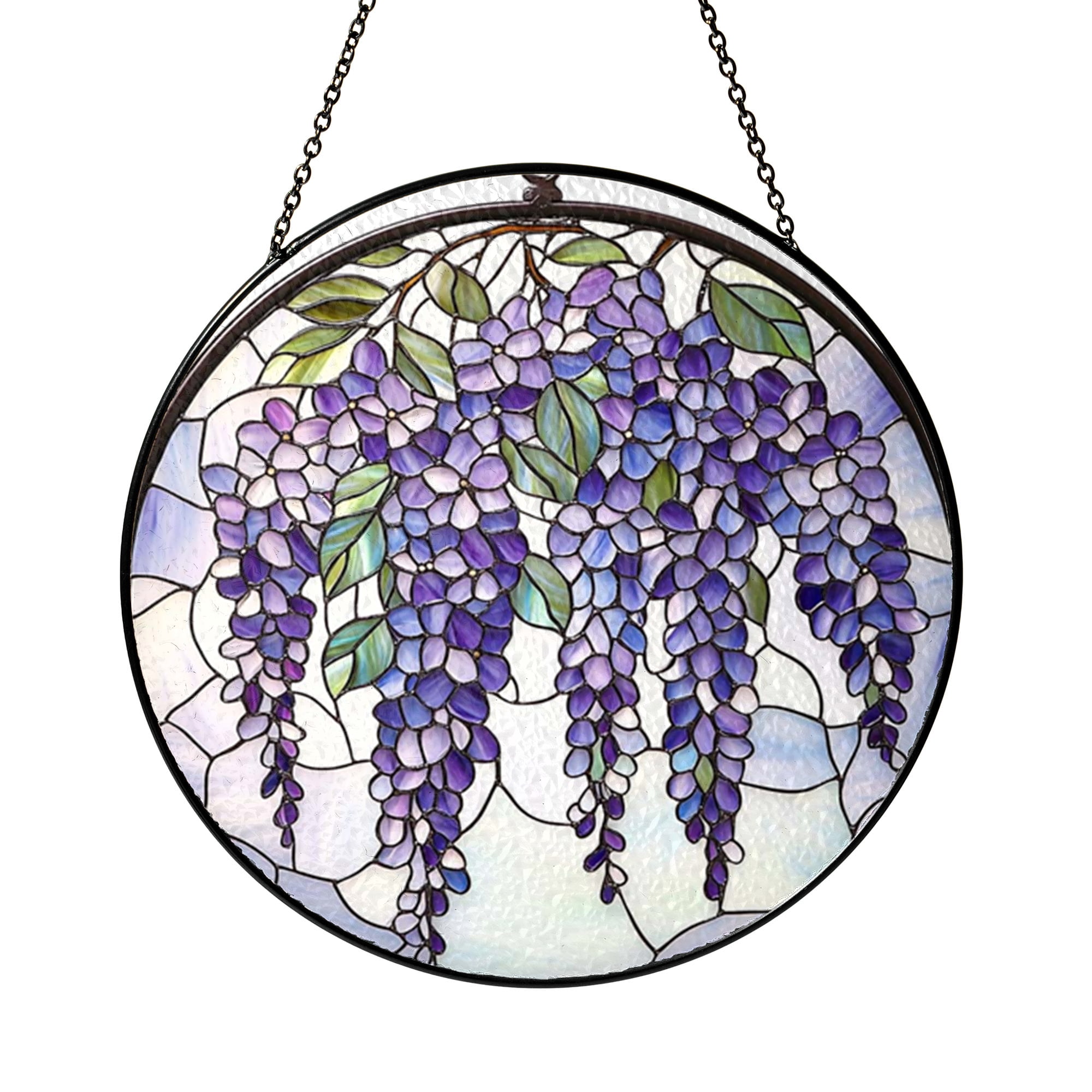 Purple Wisteria Floral Garden Stained Glass Style Window Suncatcher ...