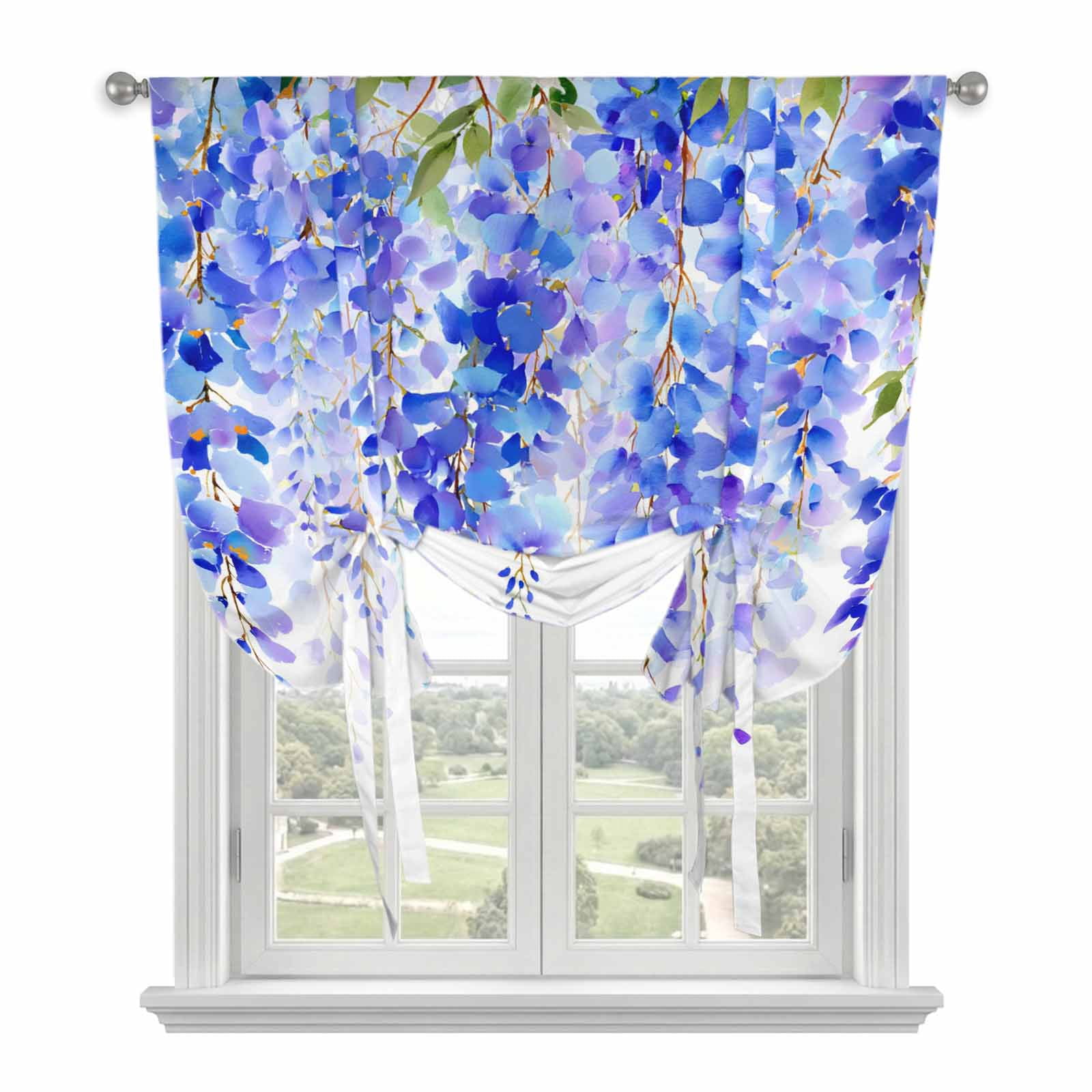 Purple Wisteria Tie Up Curtains for Window, Thermal Insulated Balloon ...