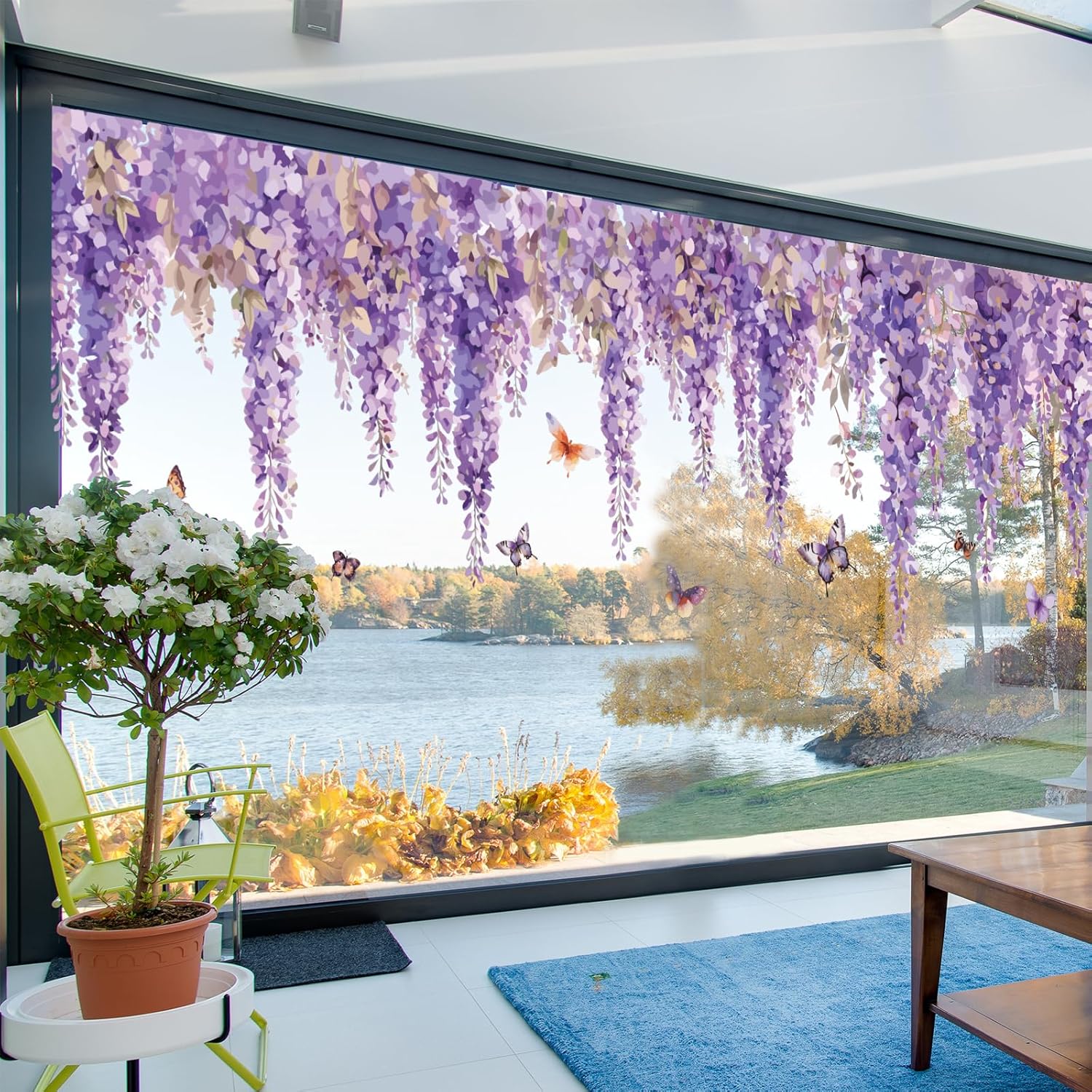 Purple Wisteria Window Clings DIY Large Size Splicing Flower Window ...