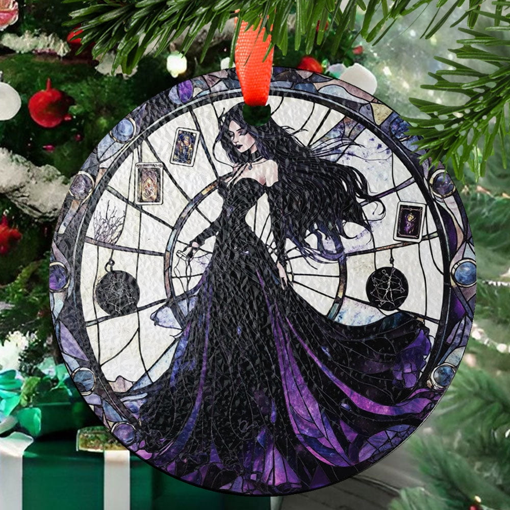 Purple Witch Tarot Cards Ornament Sun Catcher, Fairy Enchanted Forest ...