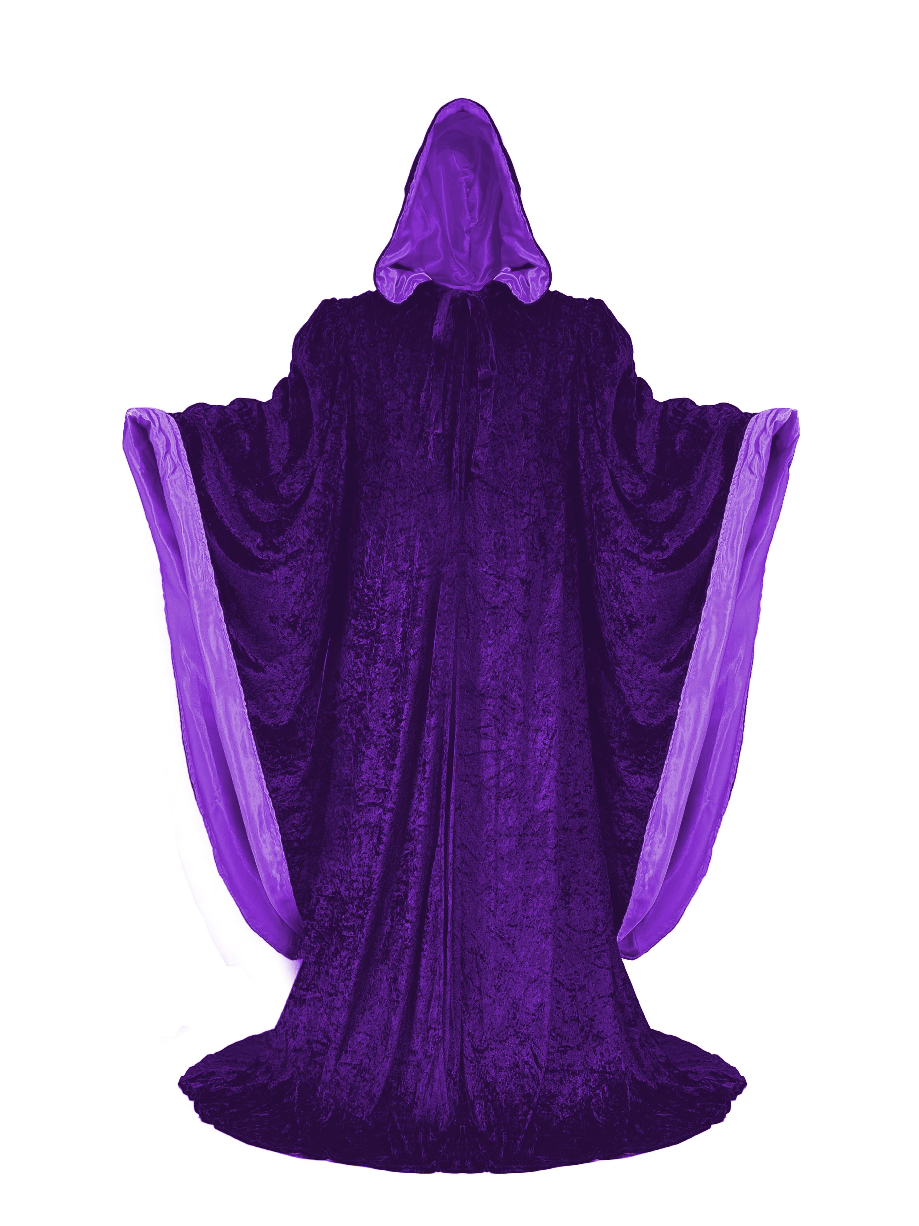 Purple Wizard Robe with Hood and Sleeves, Halloween Party Costume for ...