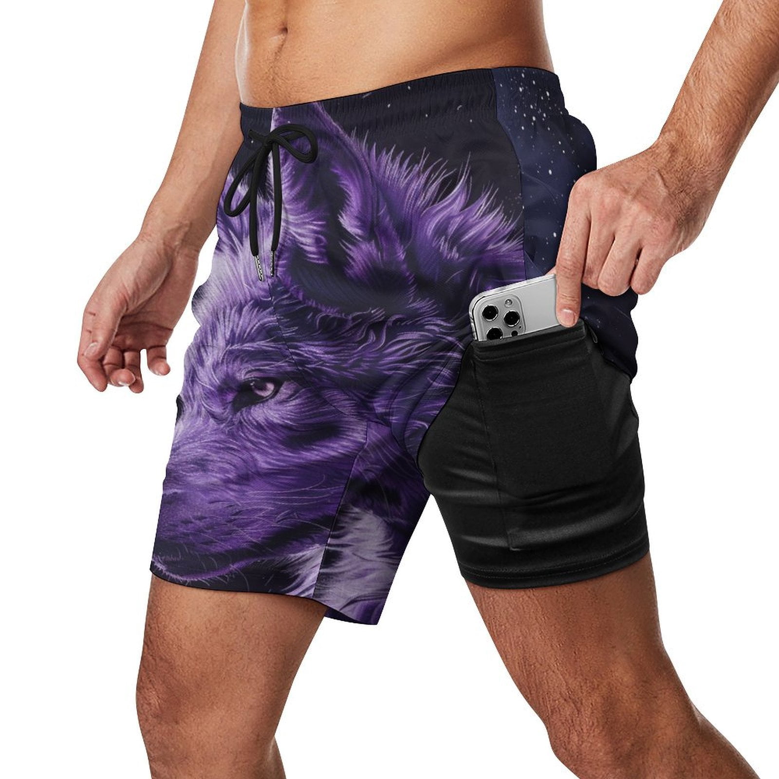Purple Wolf Quick Dry Swimming Shorts For Men Swimwear Swimsuit Swim ...