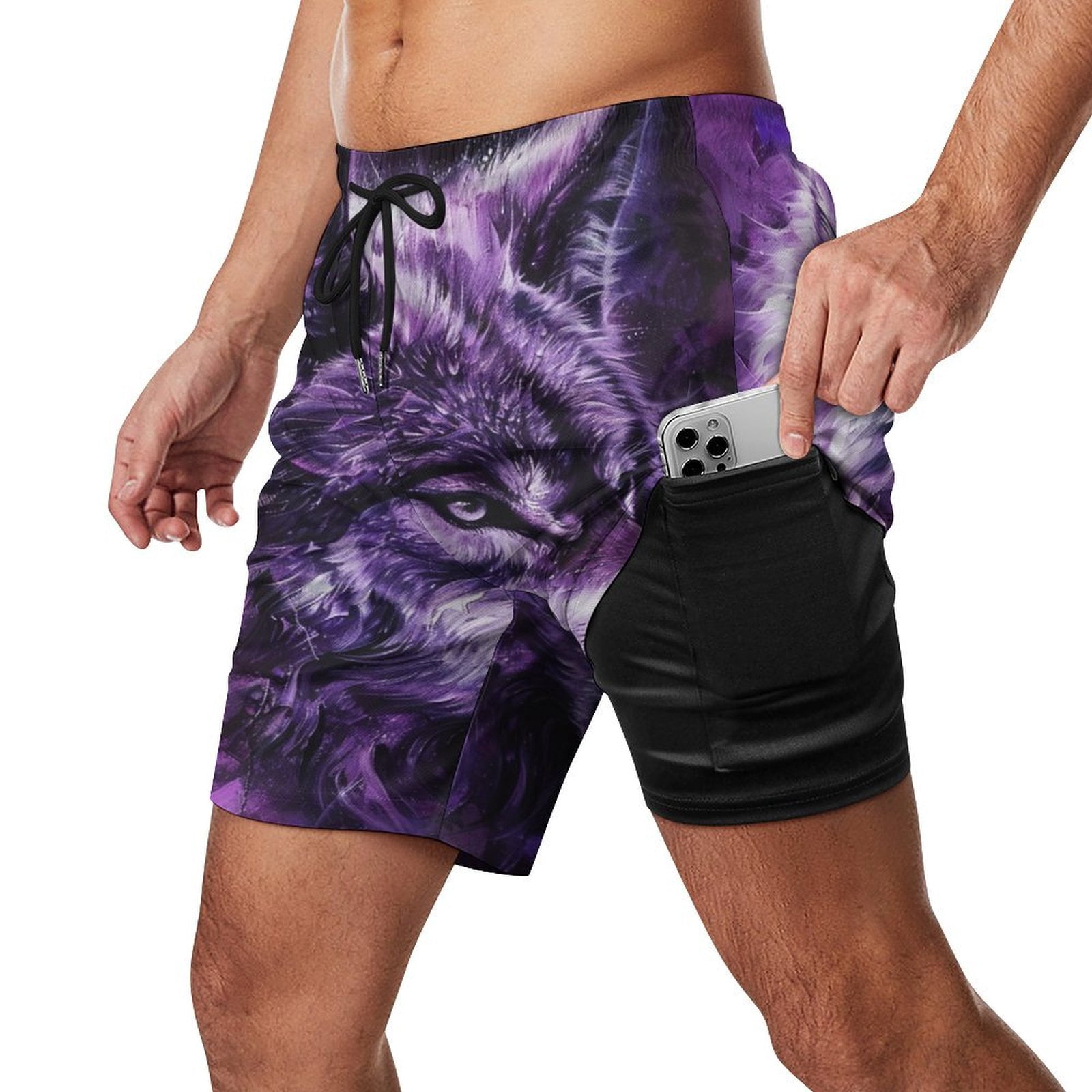 Purple Wolf Quick Dry Swimming Shorts For Men Swimwear Swimsuit Swim ...