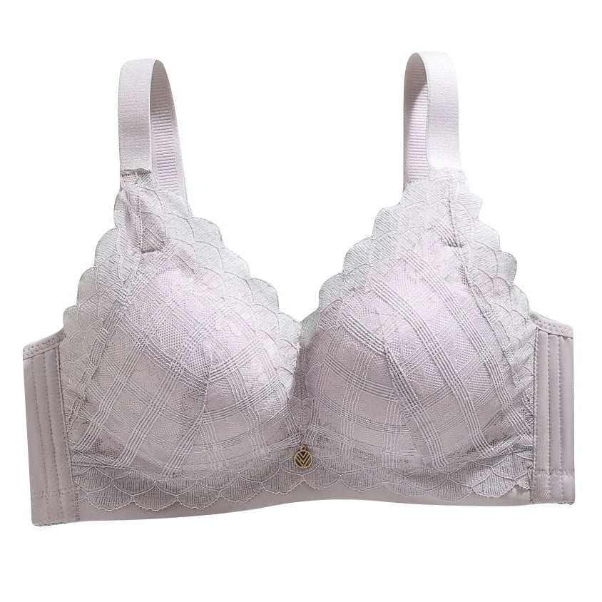 Purple Women Embroidered Graphic Loose Fit Lace Spandex Bras Lingeries ...