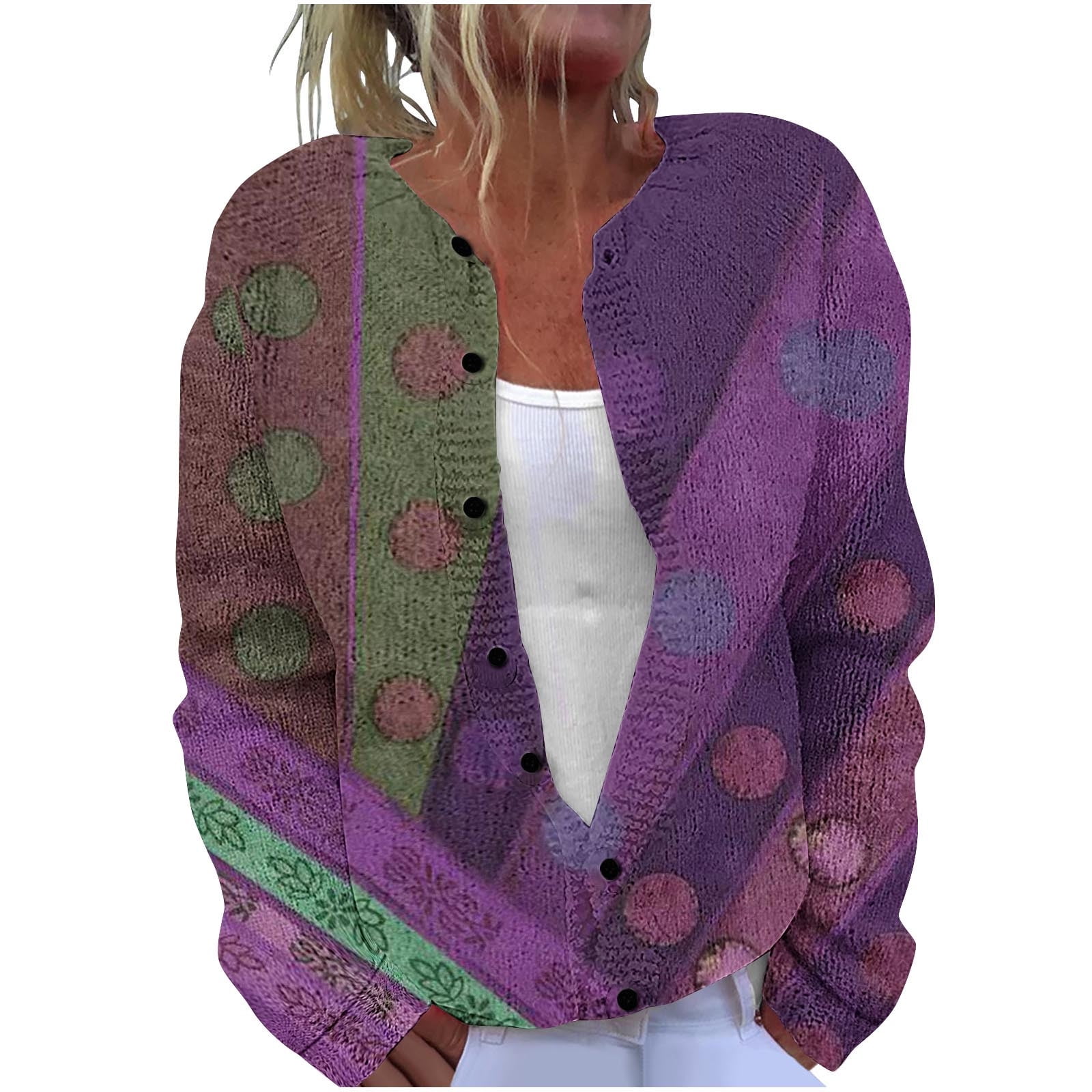 Purple for Women Fall Winter Print Lounge Medieval Crochet Cable Knit ...