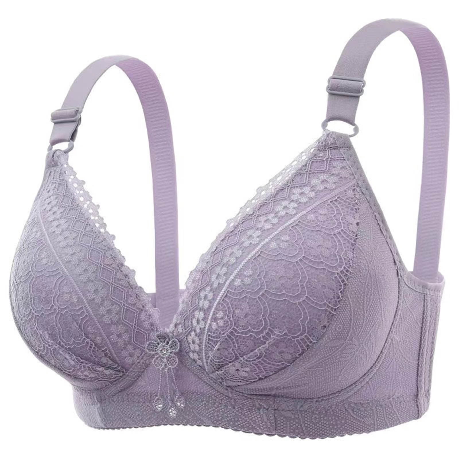 Purple Women Lace Spandex Bra for Women Loose Fit Thin Adjustable ...