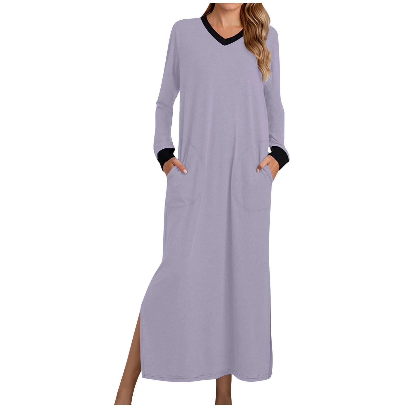 Purple Women Lounge Going Out Pajamas Long Sleeve Dresses Pajamas Pjs ...