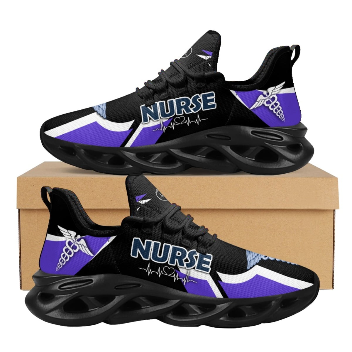 Purple Women Nursing Shoes Lace up Platform Sneakers Paramedic EMT EMS ...