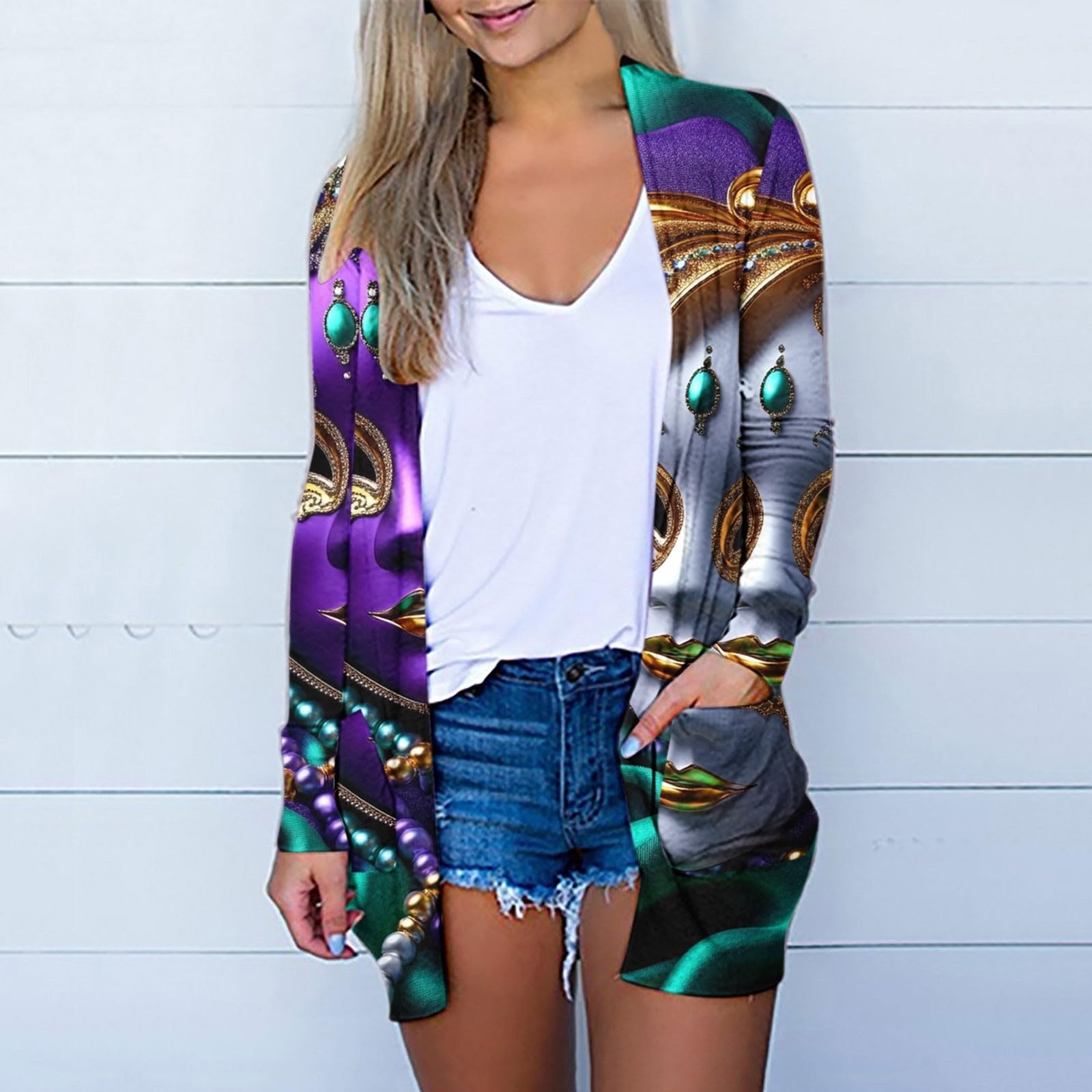 Purple Women Shirts, Cardigan Tops Womens Casual Long Sleeve Thin ...