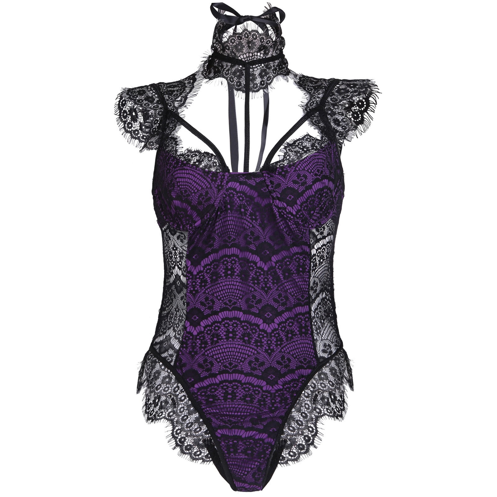 Purple Womens Sexy Lower Belly Fat Basic Oversized Lingeries Overalls ...