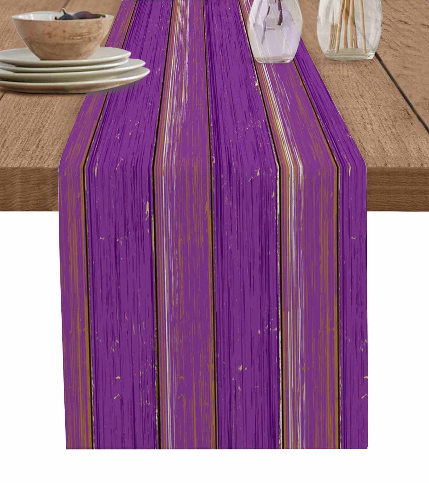 Purple Wood Grain Table Runner 70 Inches, Farmhouse Plank Retro Country ...