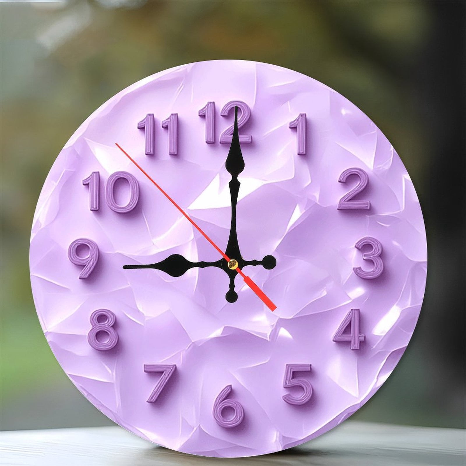 Purple Wrinkled Texture Wall Clock 10-Inch Silent Wooden Wall Clock ...