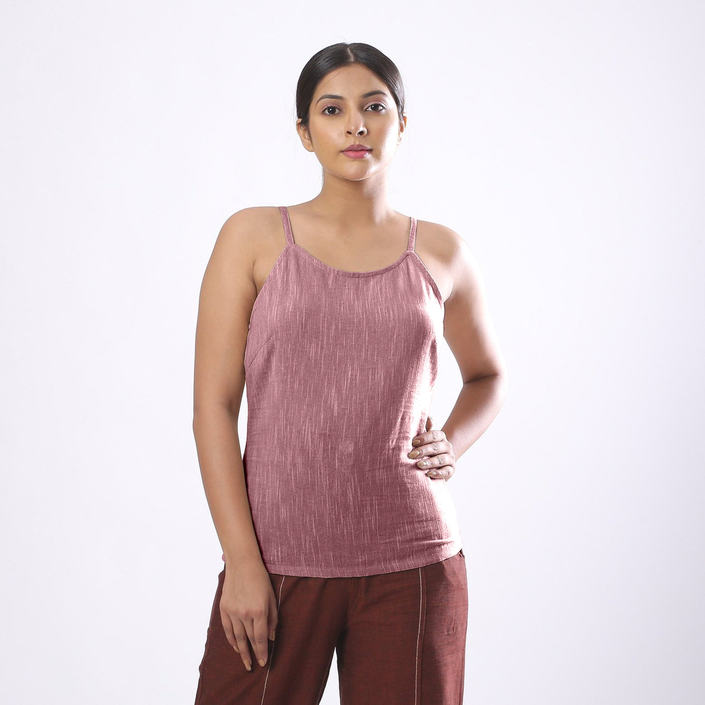 Purple Yarn Dyed Cotton Slim Fit Spaghetti Top - Walmart.com
