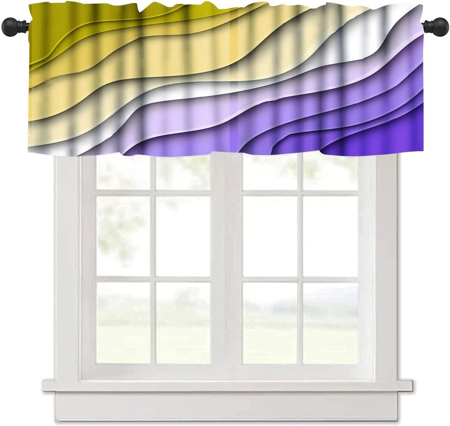 Purple and Yellow Curtain Valance for Windows Rod Pocket Valance Window ...