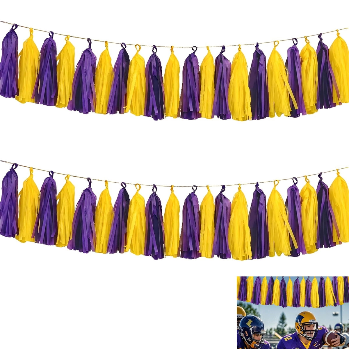 Purple and Yellow Paper Tassel,Tutuviw 20 Pcs Tissue Tassel Banner with ...