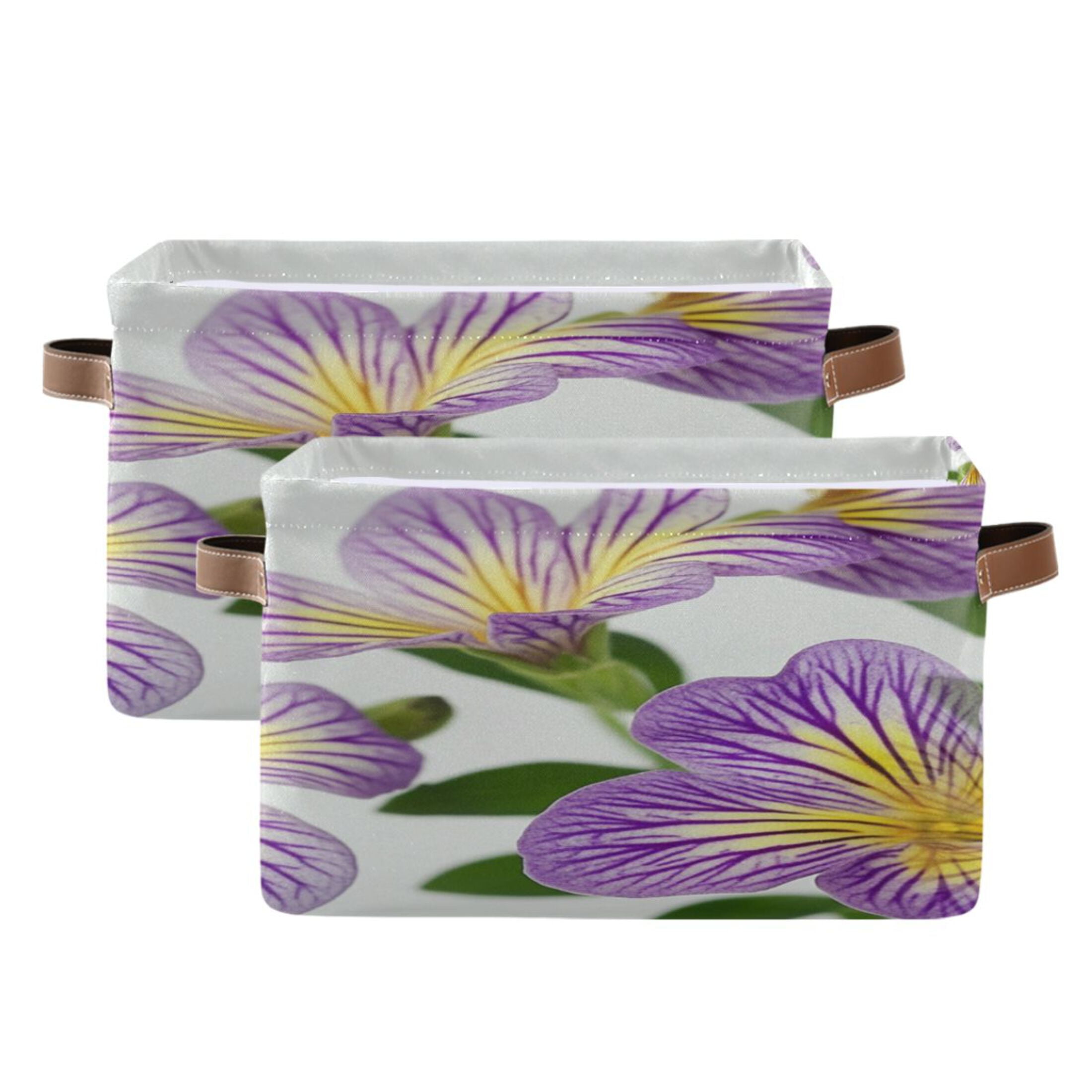 Purple and Yellow Petalless Twin Flower Foldable Storage Basket,Canvas ...
