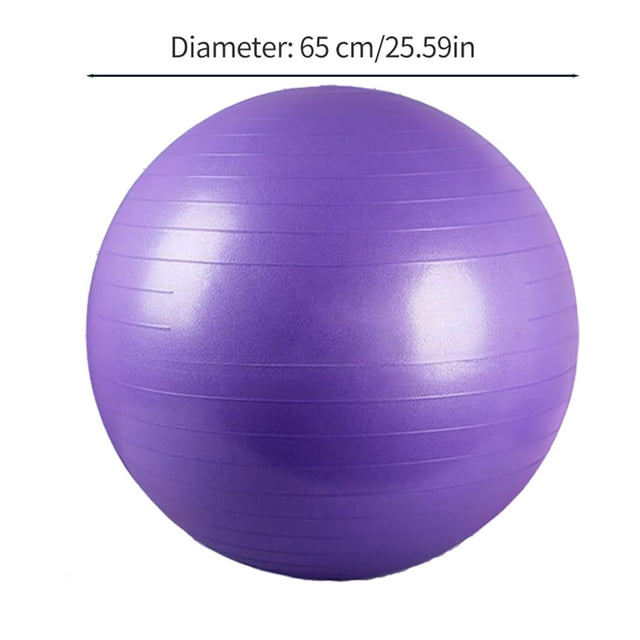Purple Yoga Ball - 65cm/25.59" Explosion-Proof & Anti-Slip Exercise ...