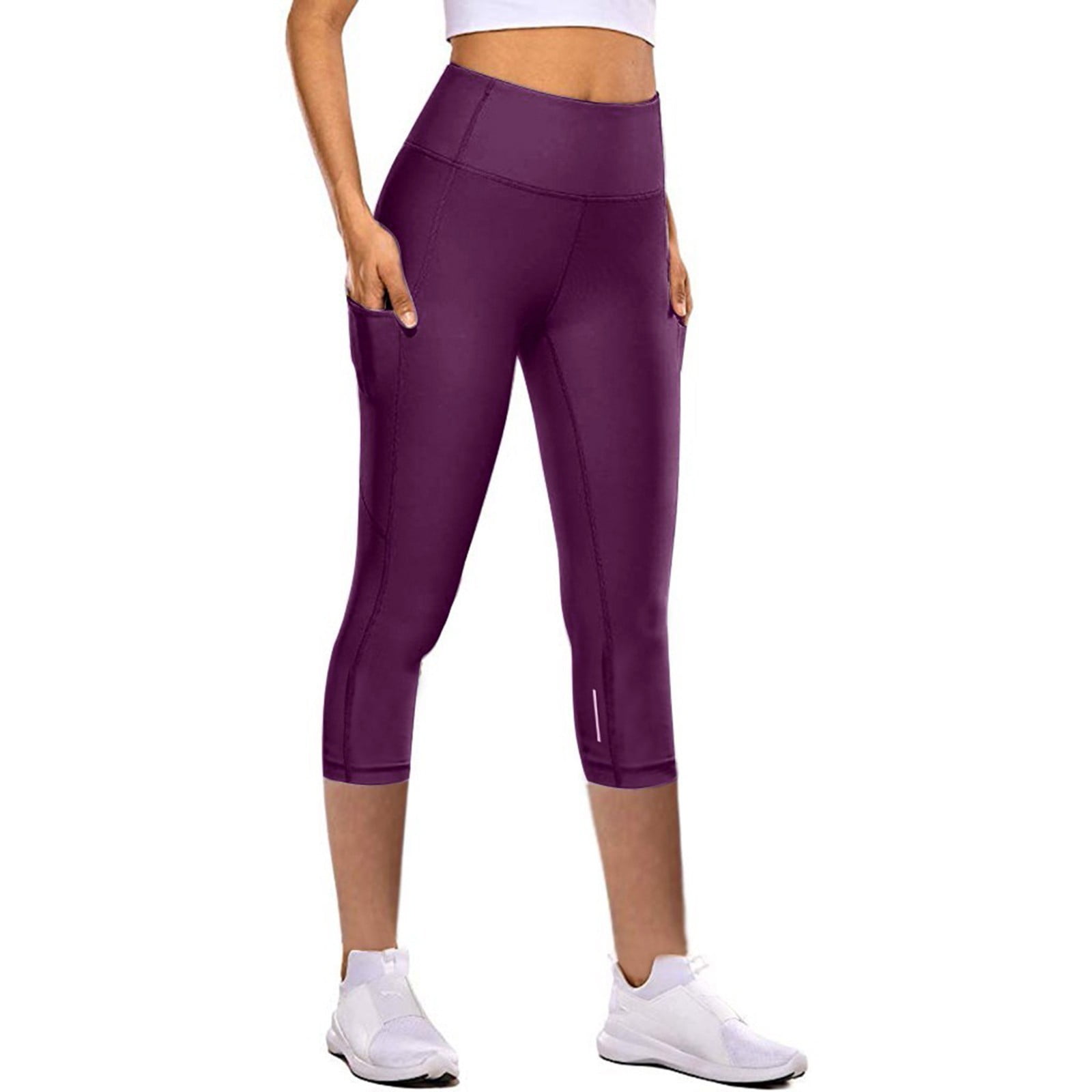 Purple Yoga Pants Women Seven Drying Quick Elastic Point Yoga Pants ...