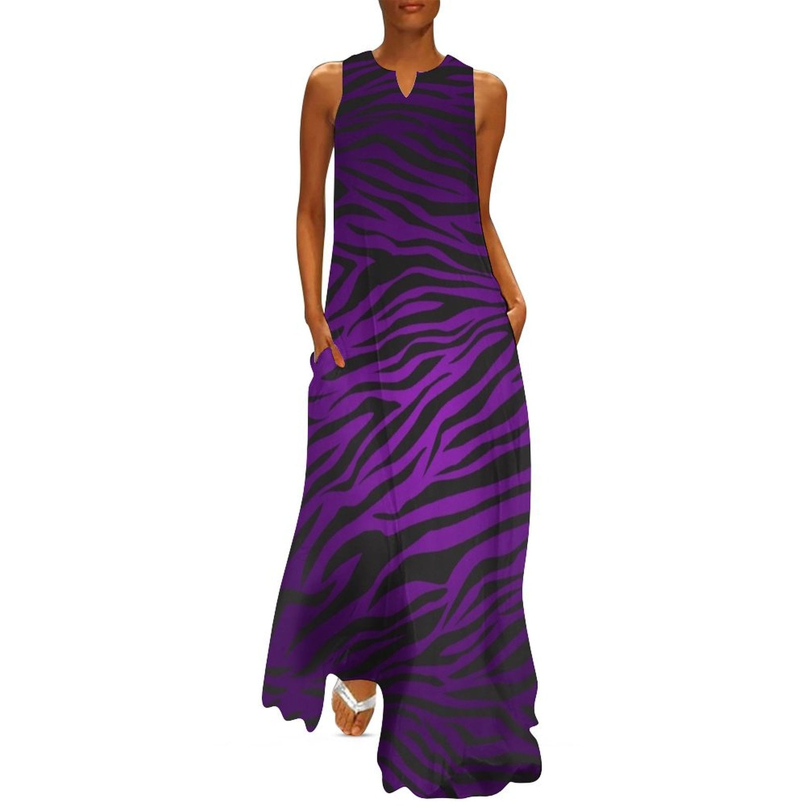 Purple Zebra Print Long Dress Woman dresses loose women"s dress luxury ...