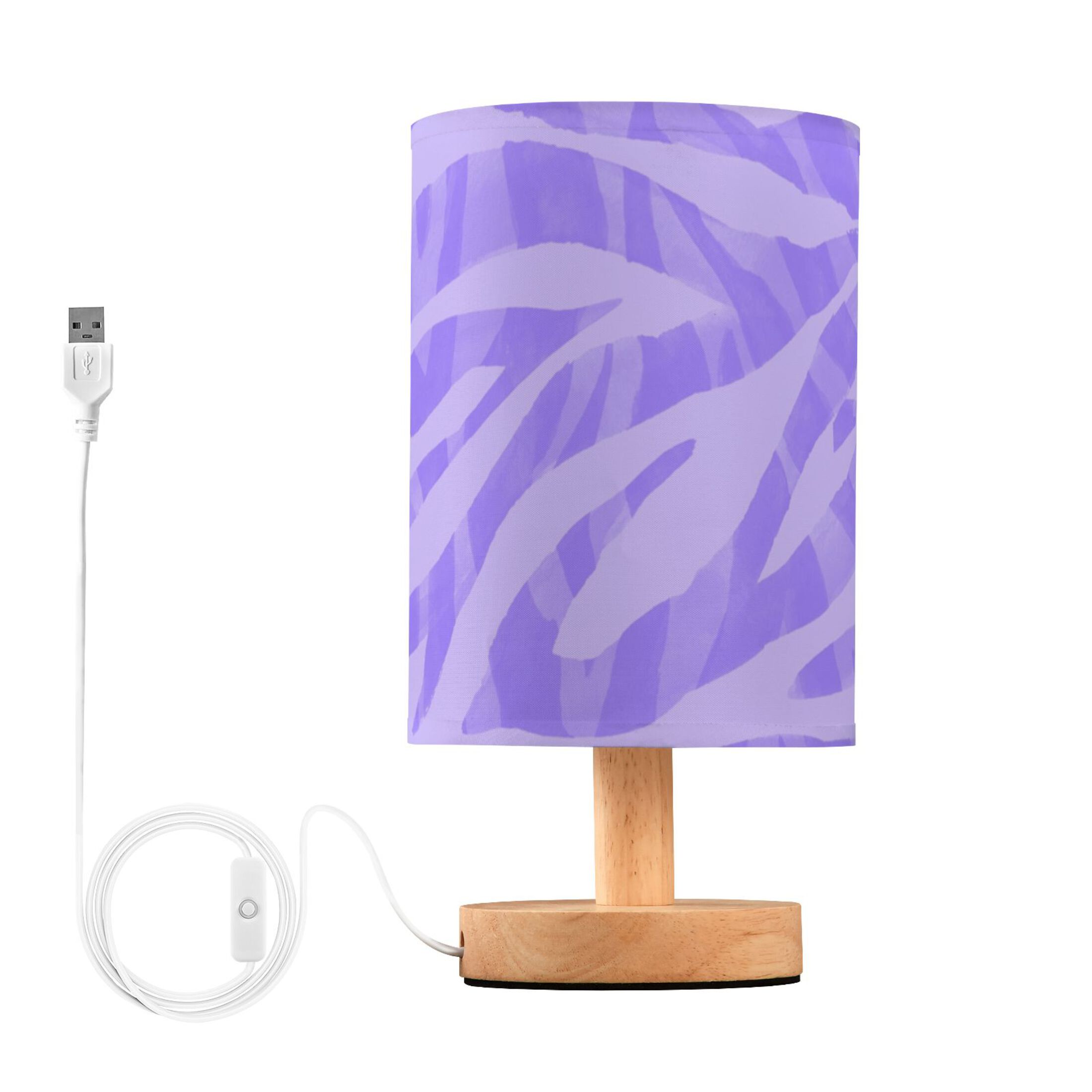 Purple Zebra Striped Bedside Table Lamp LED Warm Lights with USB ...