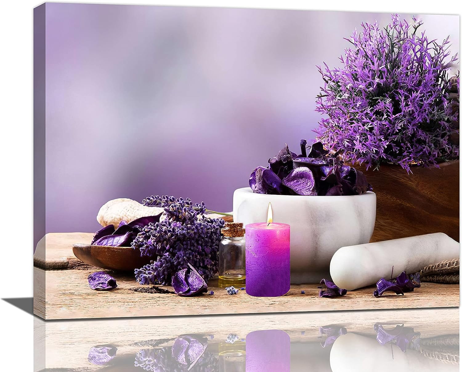 Purple Zen Wall Art Spa Bathroom Decor Canvas Prints Lavender Candles ...