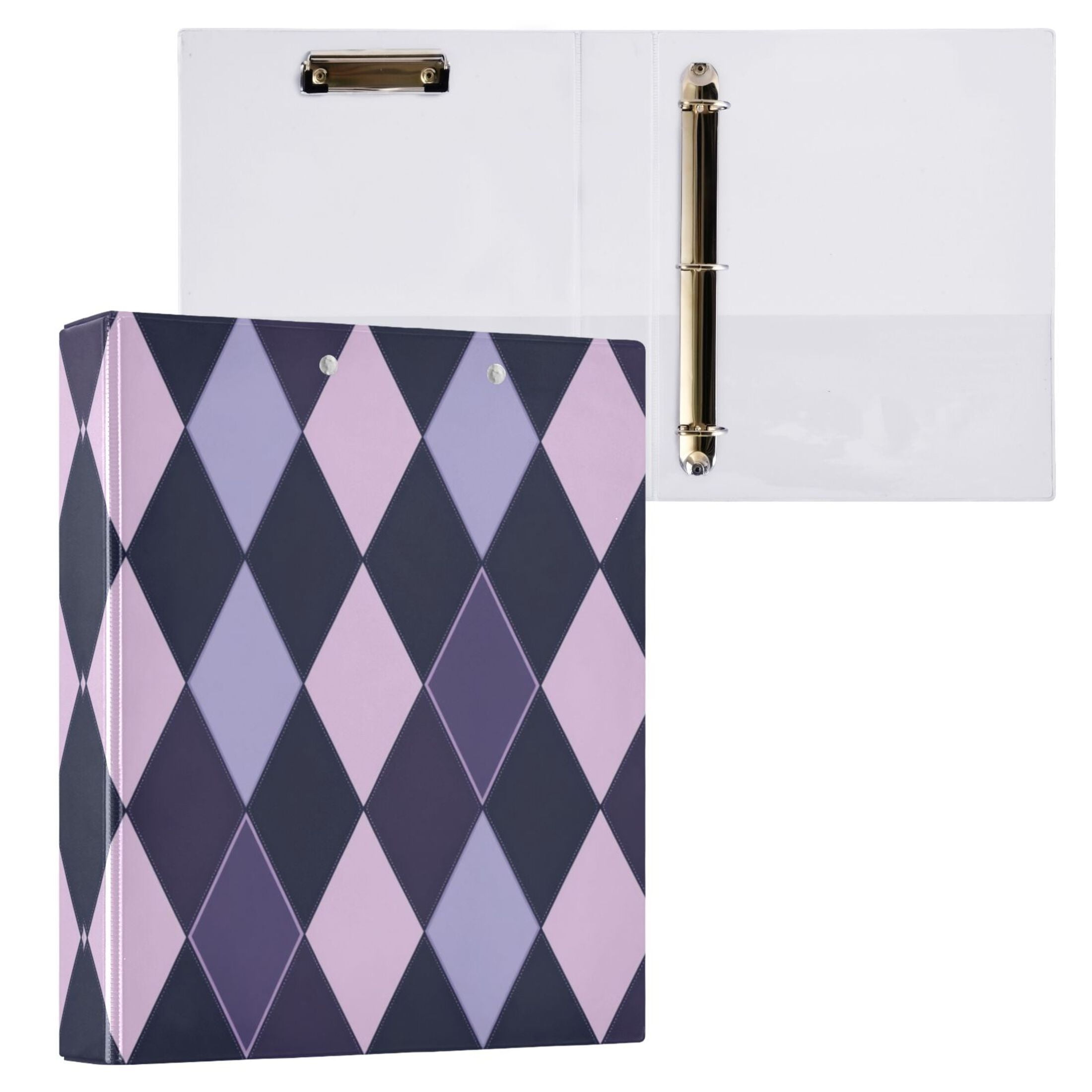 Purple and Blue Argyle Pattern 3 Ring Hardcover Binders 1.5in Round ...